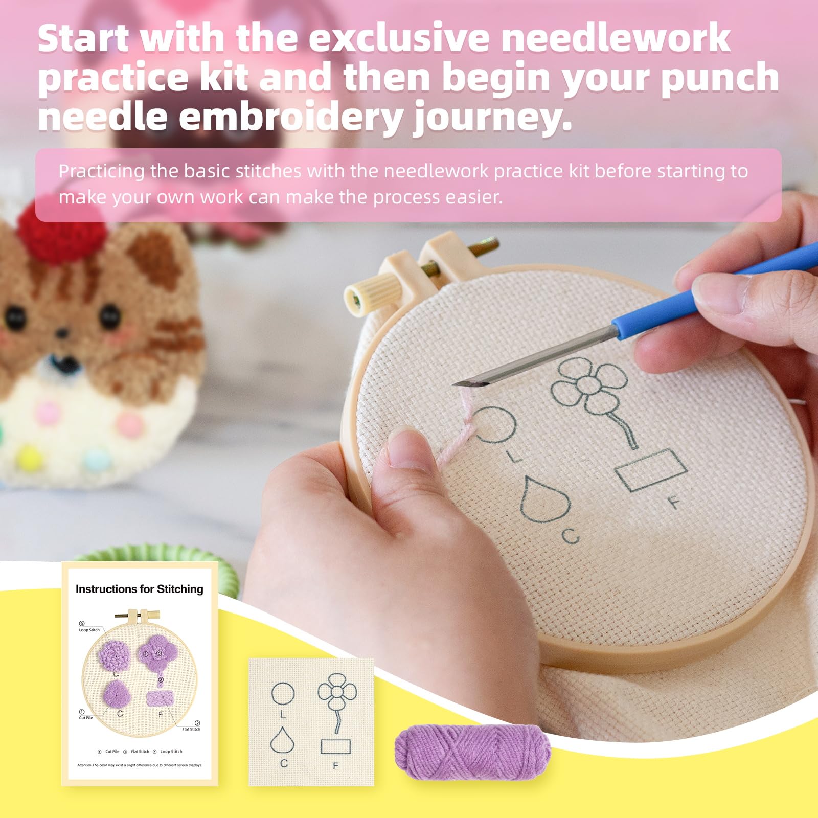 Snapklik.com : Embroidery Kit For Beginners,punch Needle Kits,punch ...