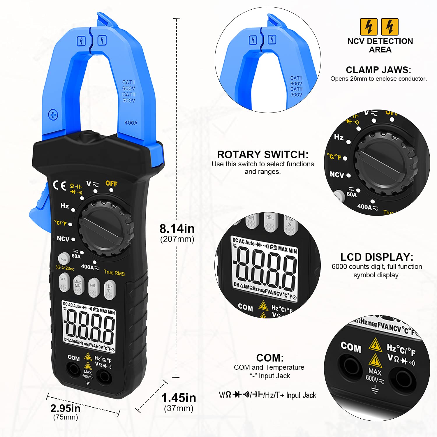 Snapklik.com : Clamp Meter + Line Splitter Combo Kit, Digital Clamp ...
