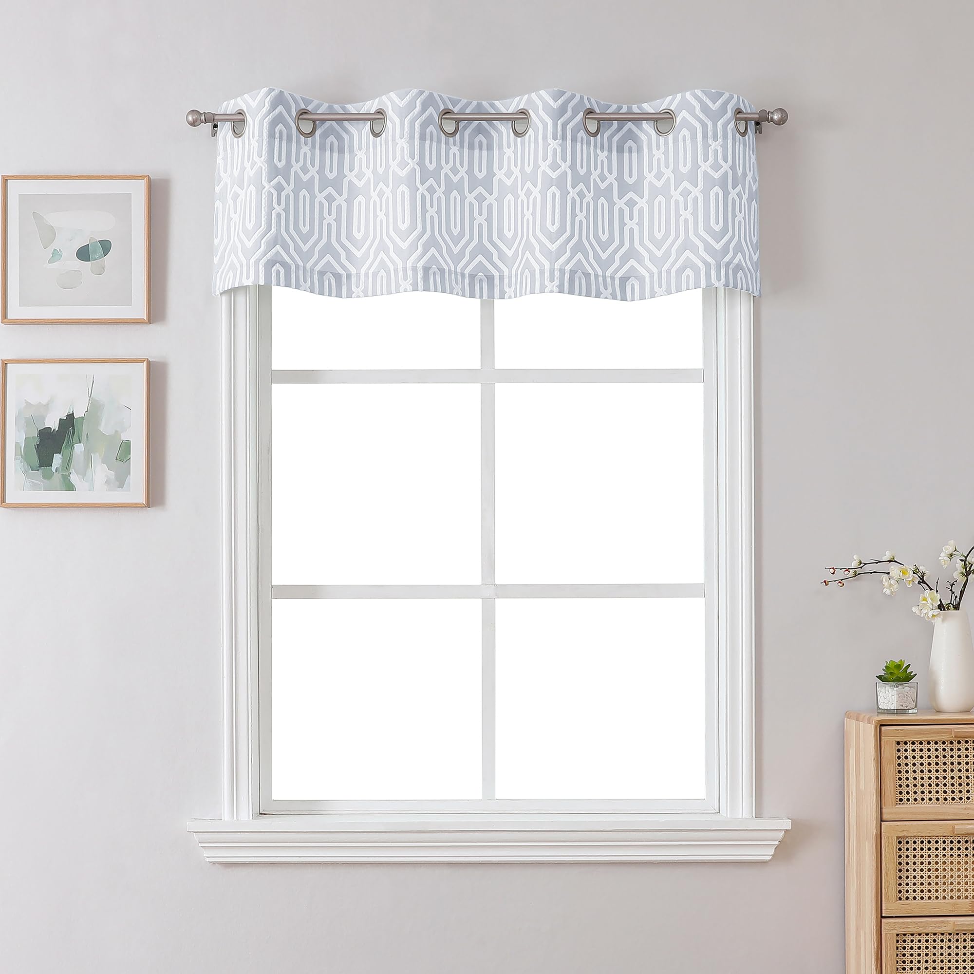 Amazon.com: Lecloud MENA 3D Embossed Textured Sky Blue Curtains Valance ...