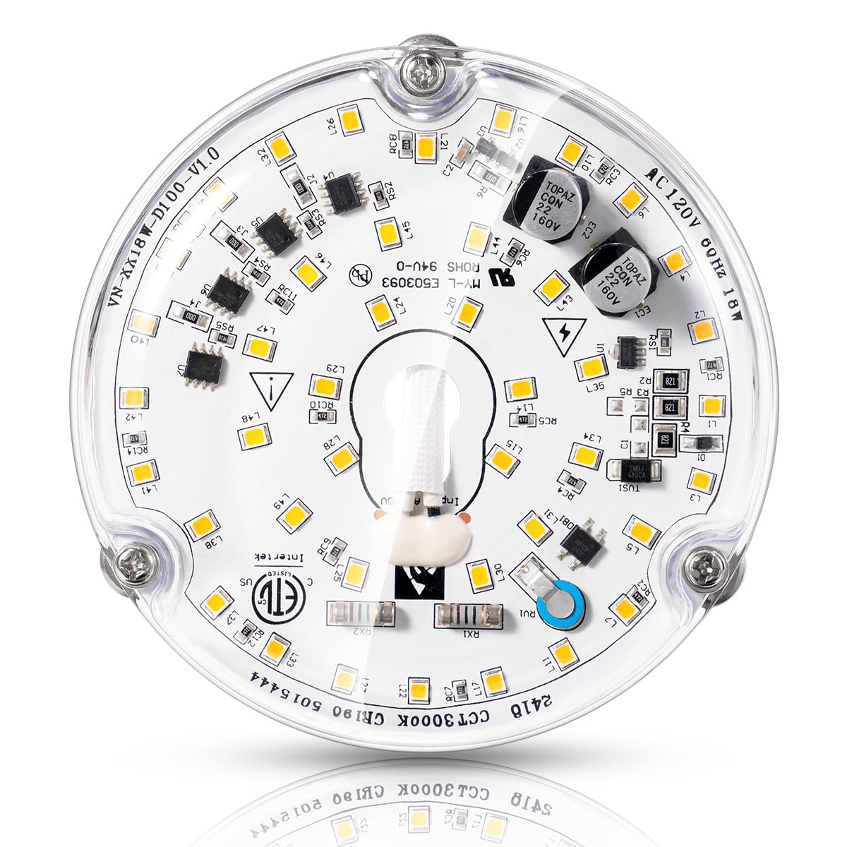 Siomen 1-Pack 3.93" 18W,120V,1800LM,6000K,CRI92,LED Light Engine,LED ...