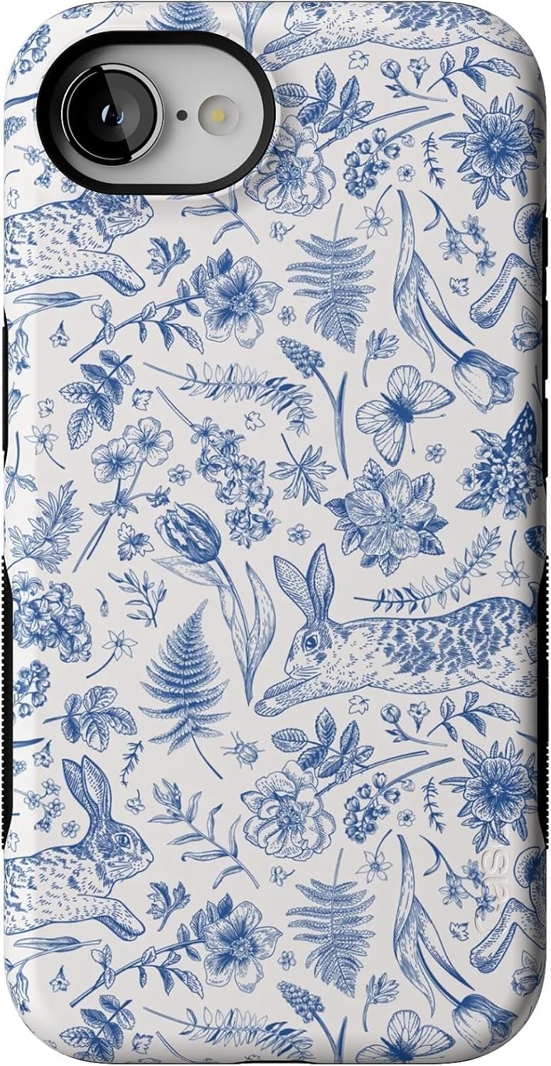 Amazon.com: Casely iPhone 16e Case | Hop & Bloom | Bunny Toile | Compatible with MagSafe | Bold ...