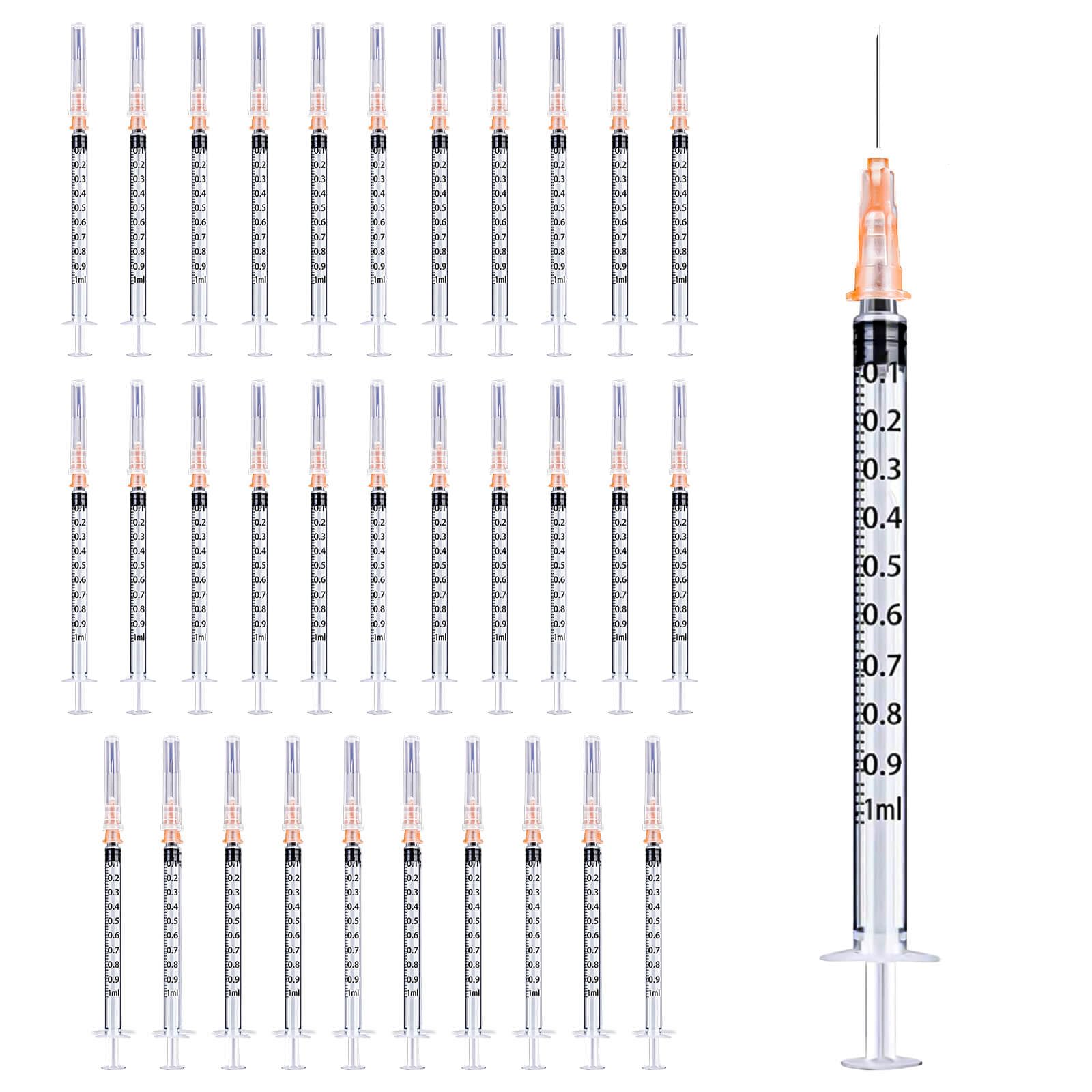 Amazon.com: 32 Pack 1ml/Cc Disposable Syringes with Needle ...