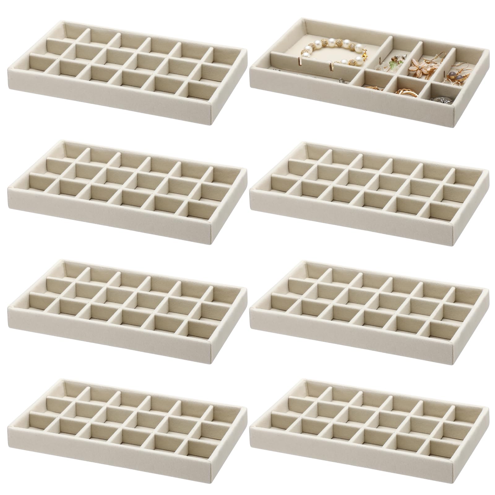 Amazon.com: Highergo 8 Pcs Small Velvet Jewelry Trays Stackable Drawers ...