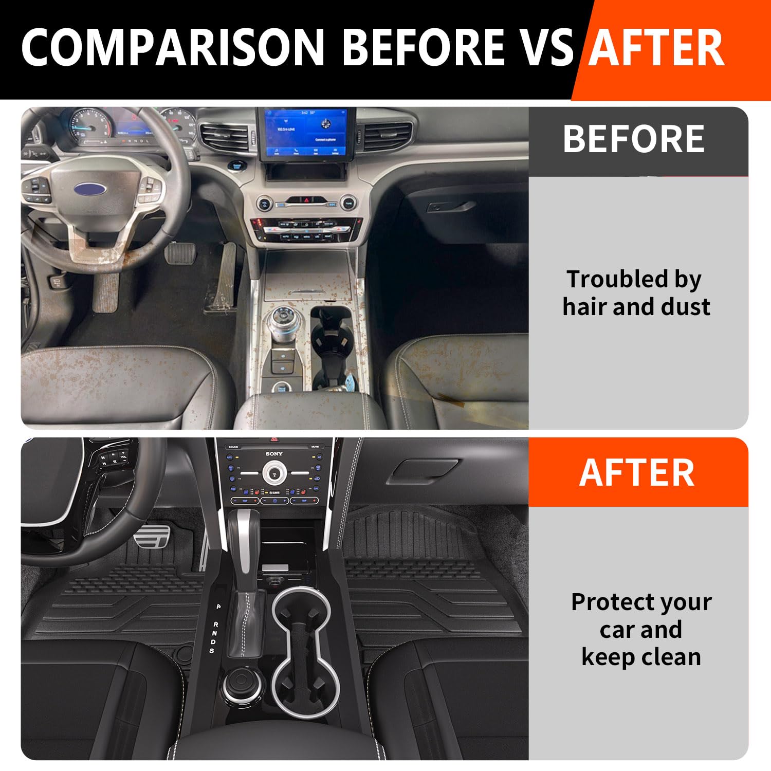 powoq 6-Seat Floor Mat Compatible with 2020-2024 Ford Explorer Trunk ...