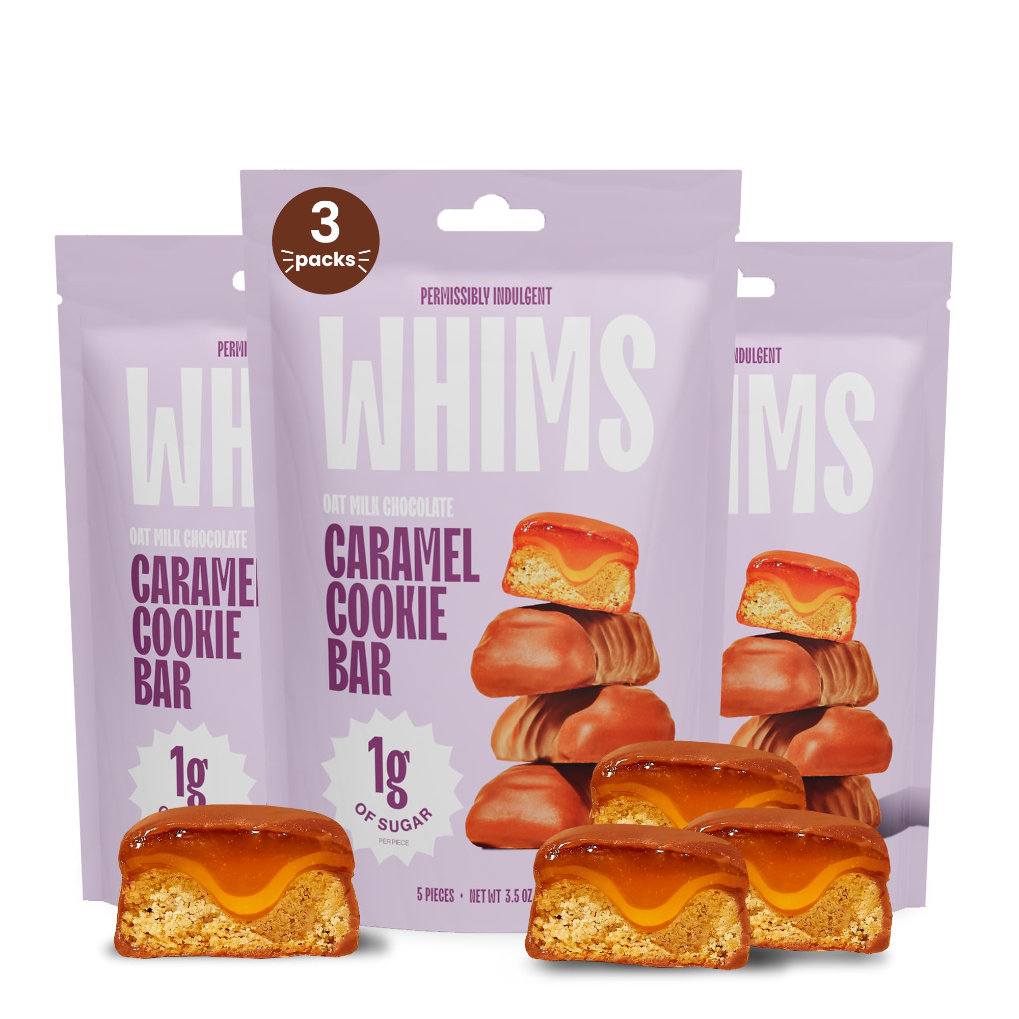 Amazon.com : Whims Oat Milk Chocolate Caramel Cookie Bar - Low Sugar ...