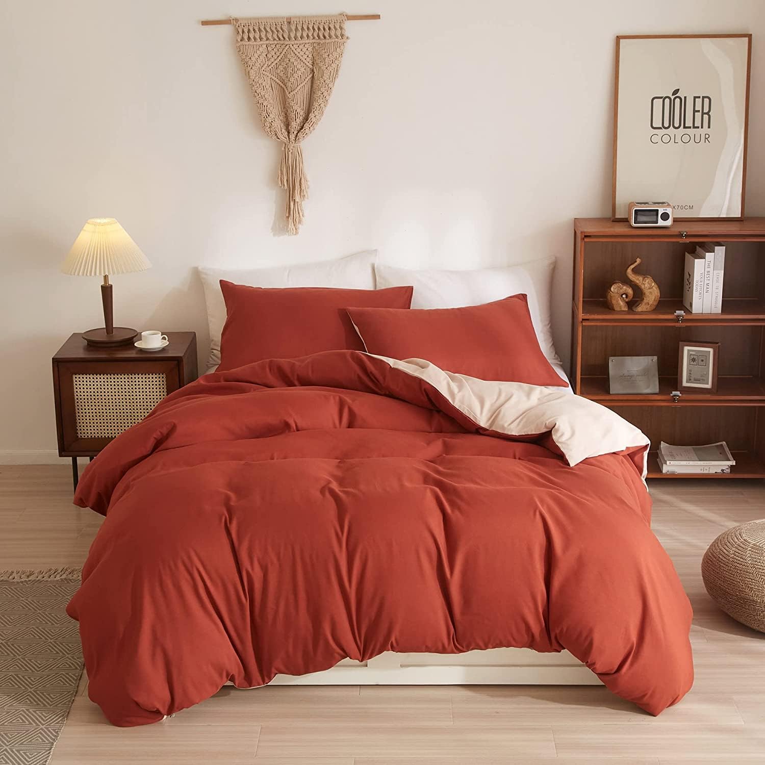 PinkMemory Burnt Orange Duvet Cover Double Size Modern Solid Reversible ...