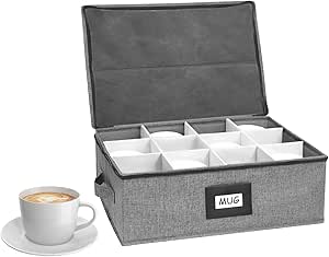 Amazon.com: Cup and Mug Storage Box with Dividers – Stackable Hard ...