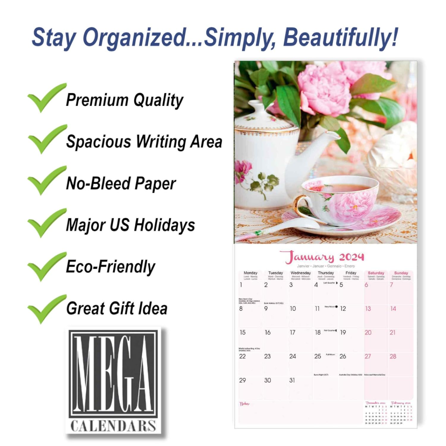 Snapklik.com : Shabby Chic Calendar 2024 - Calendars 2023 2024 Wall ...