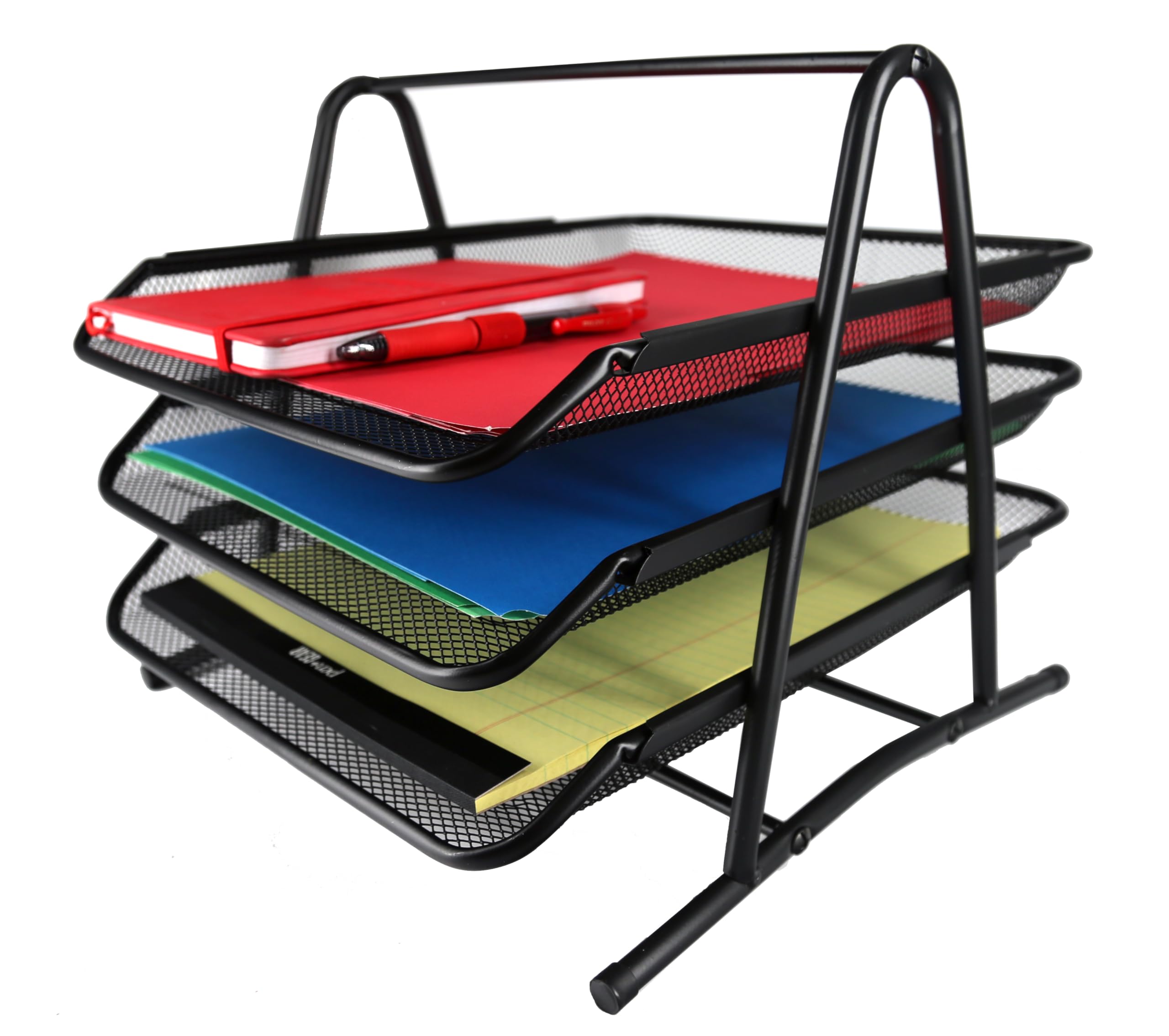 Amazon.com: Huron Desktop Horizontal File Organizer, 3 Slot, Black ...