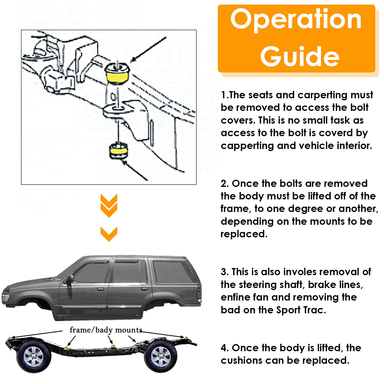KF04050BK Body Mount Bushing Kit for Ford F250 F350 1999-2017 2WD 4WD ...