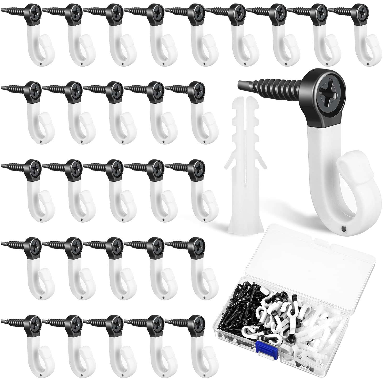 Amazon.com: Zhengmy 120 Sets Christmas Light Hooks Clips Hangers for ...