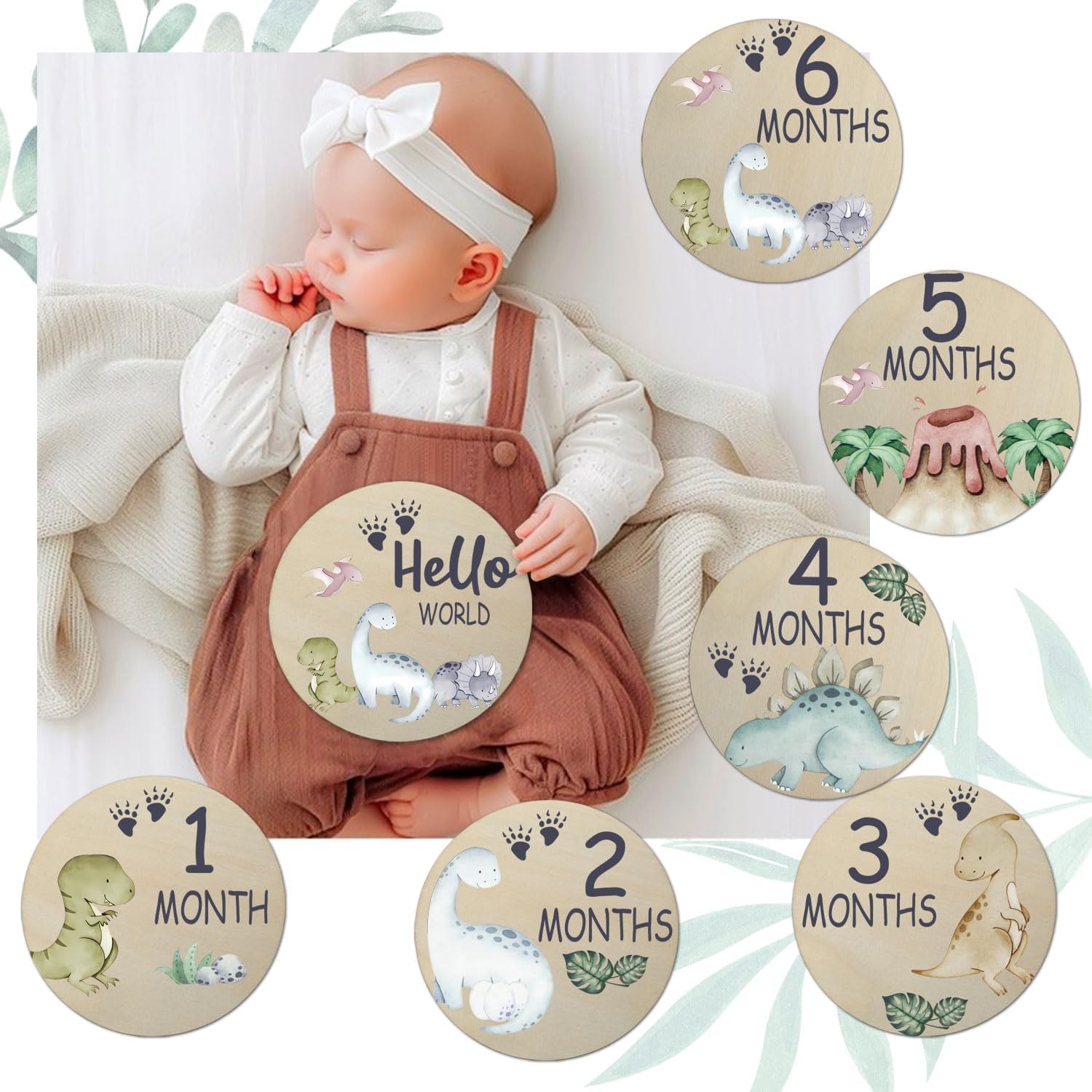 Amazon.com: Wesiti 12 Pcs Wooden Baby Milestone Cards with Linen Bag ...