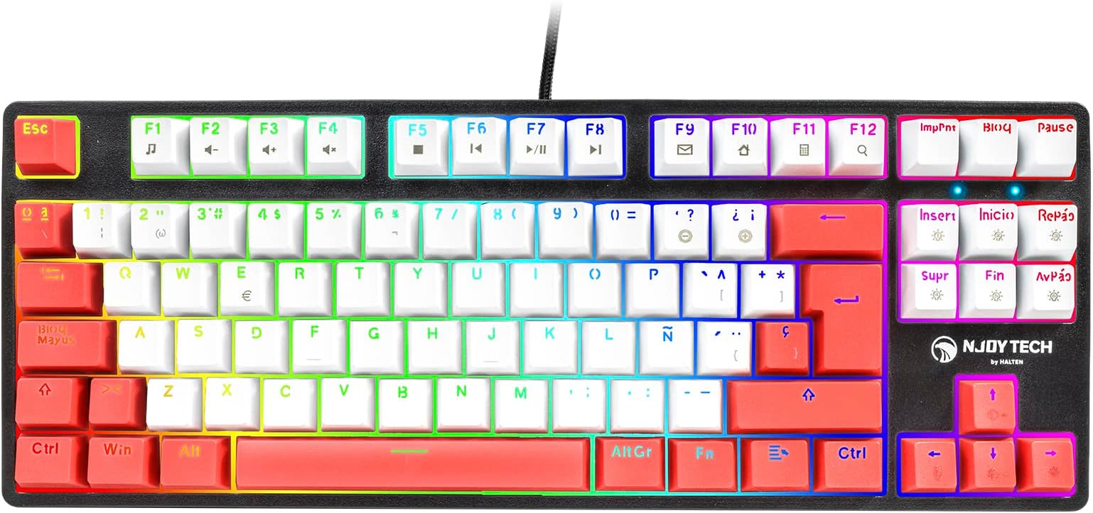 NJOYTECH by HALTEN, Teclado Mecánico con USB para Juegos de Teclas de Acceso Rápido con ...