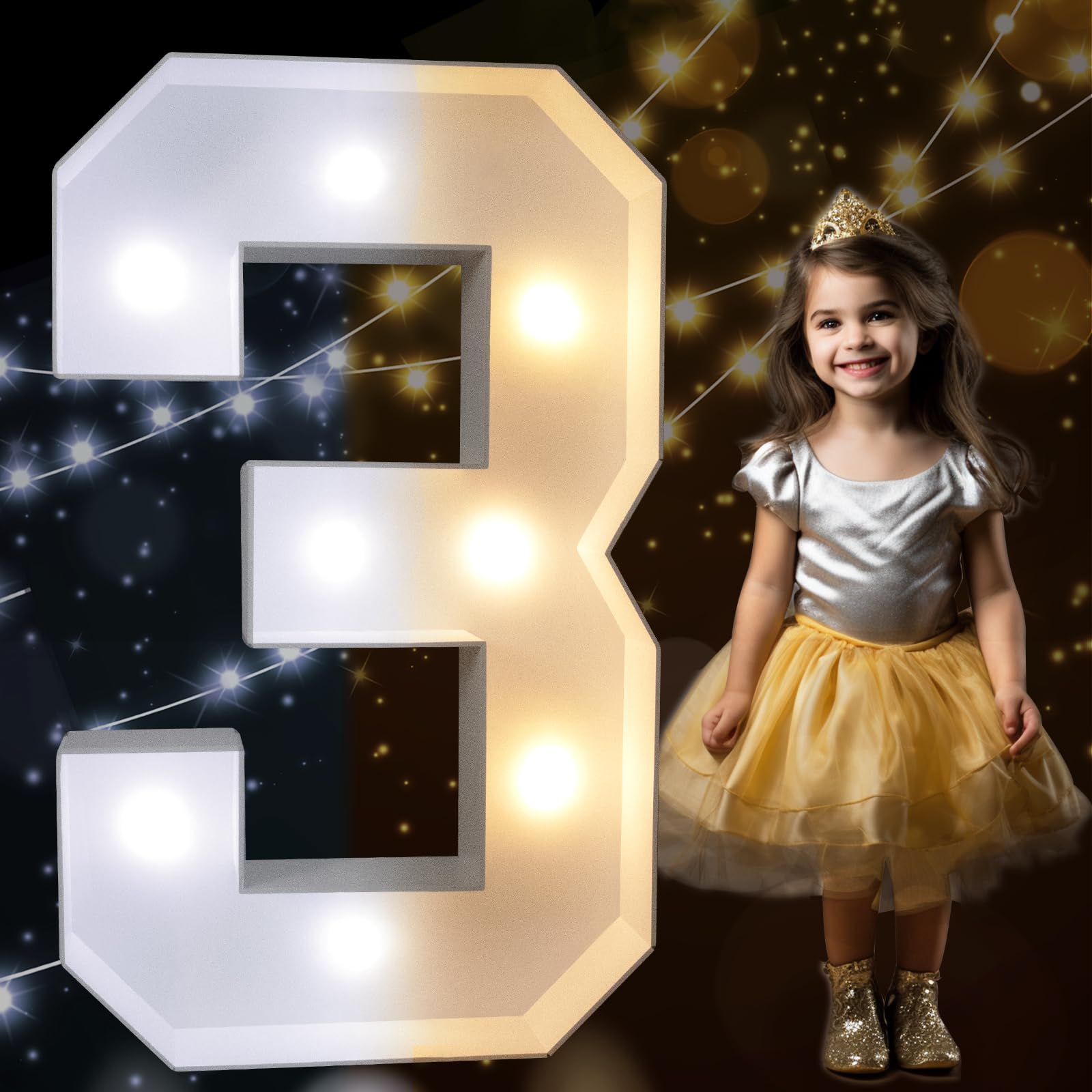 Pooqla 3FT Light Up Numbers, Cool White and Warm White LED Lighted ...