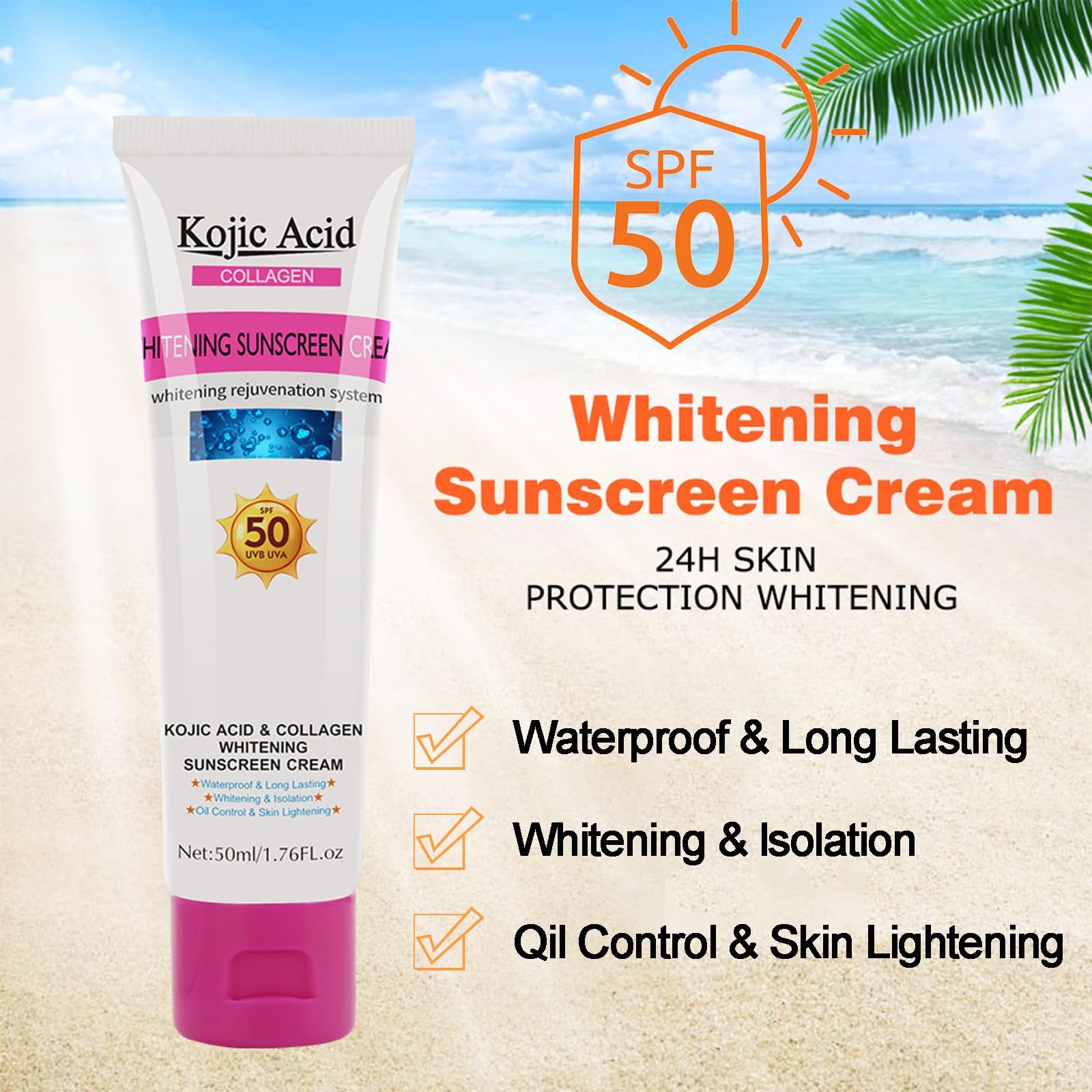Face Sunscreen, Face Sun Lotion Cream with SPF50, Waterproof Sun Cream ...