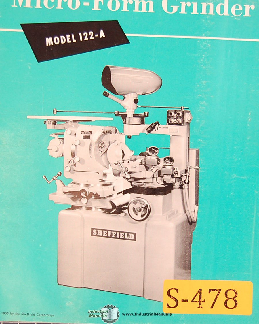 Sheffield 122-A, Micro Form Grinder, Operations and Parts Manual ...