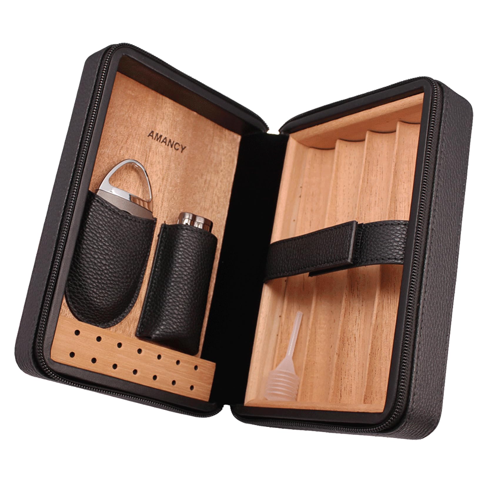Snapklik.com : AMANCY Elegant Handmade Black Leather Cedar Wood Lined 4 ...