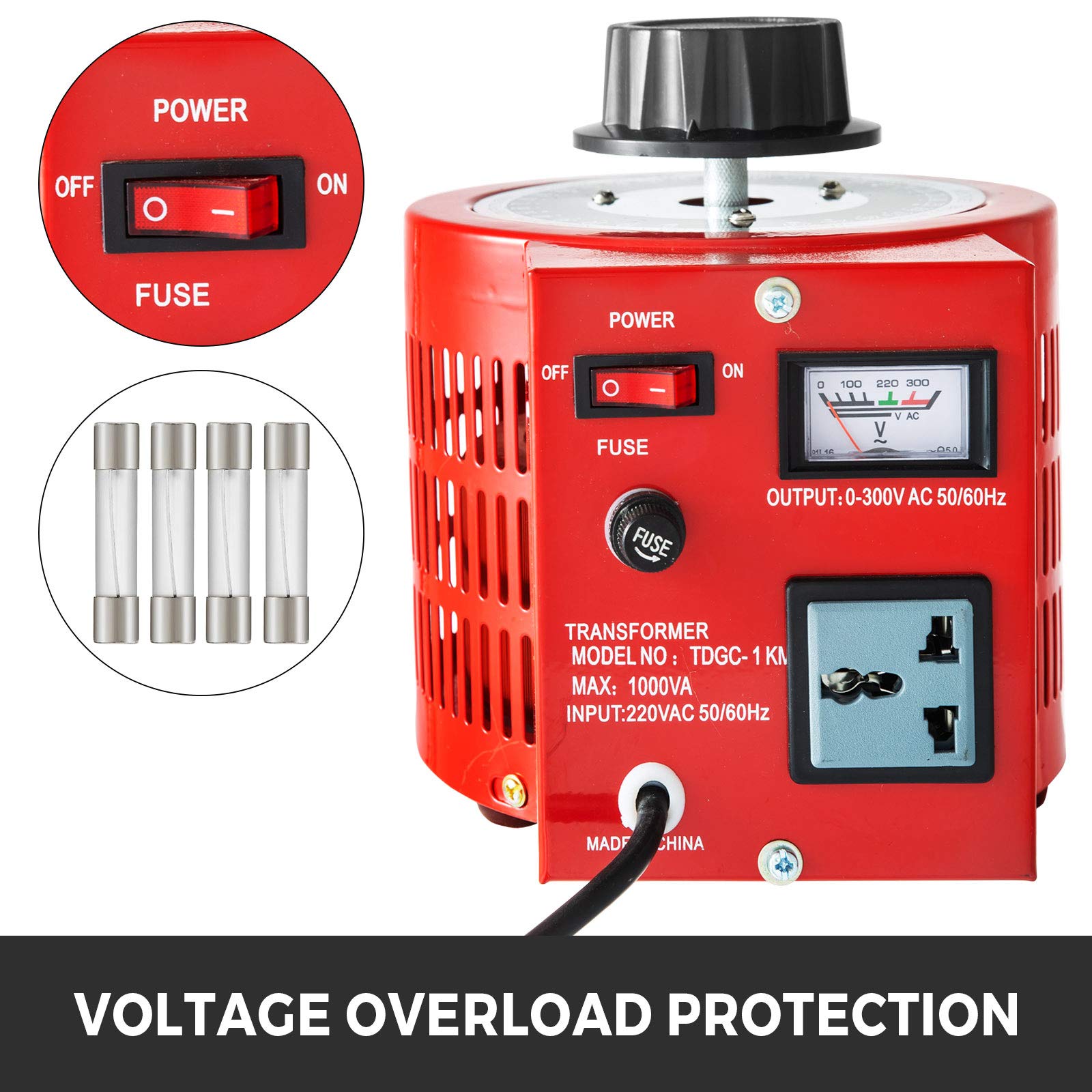 FlowerW 1KVA Variable Output Transformer 220V AC w/Copper Coil Variac ...