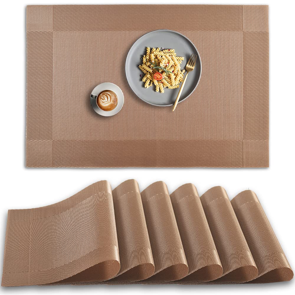 Amazon.com: homEdge Placemat, 6 PCS of Non-Slip Heat Resistant PVC ...