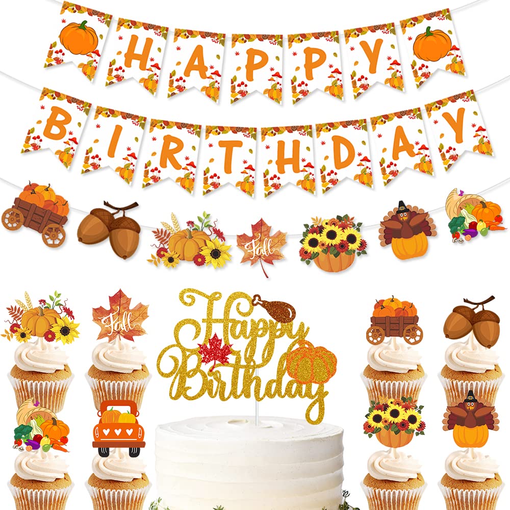 Amazon.com: Autumn Birthday Party Decorations,Pumpkin Maple Sunflower ...
