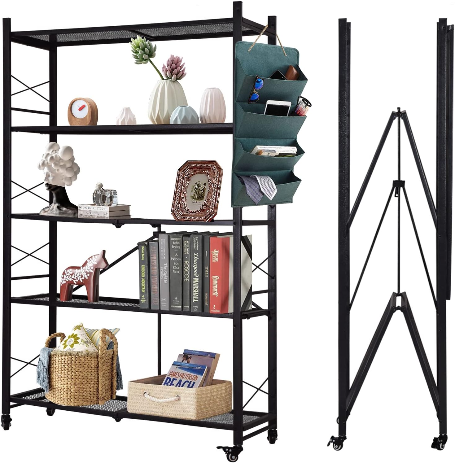 Amazon.com: gaildon Foldable Shelves with Wheels, Heavy Duty Storage ...