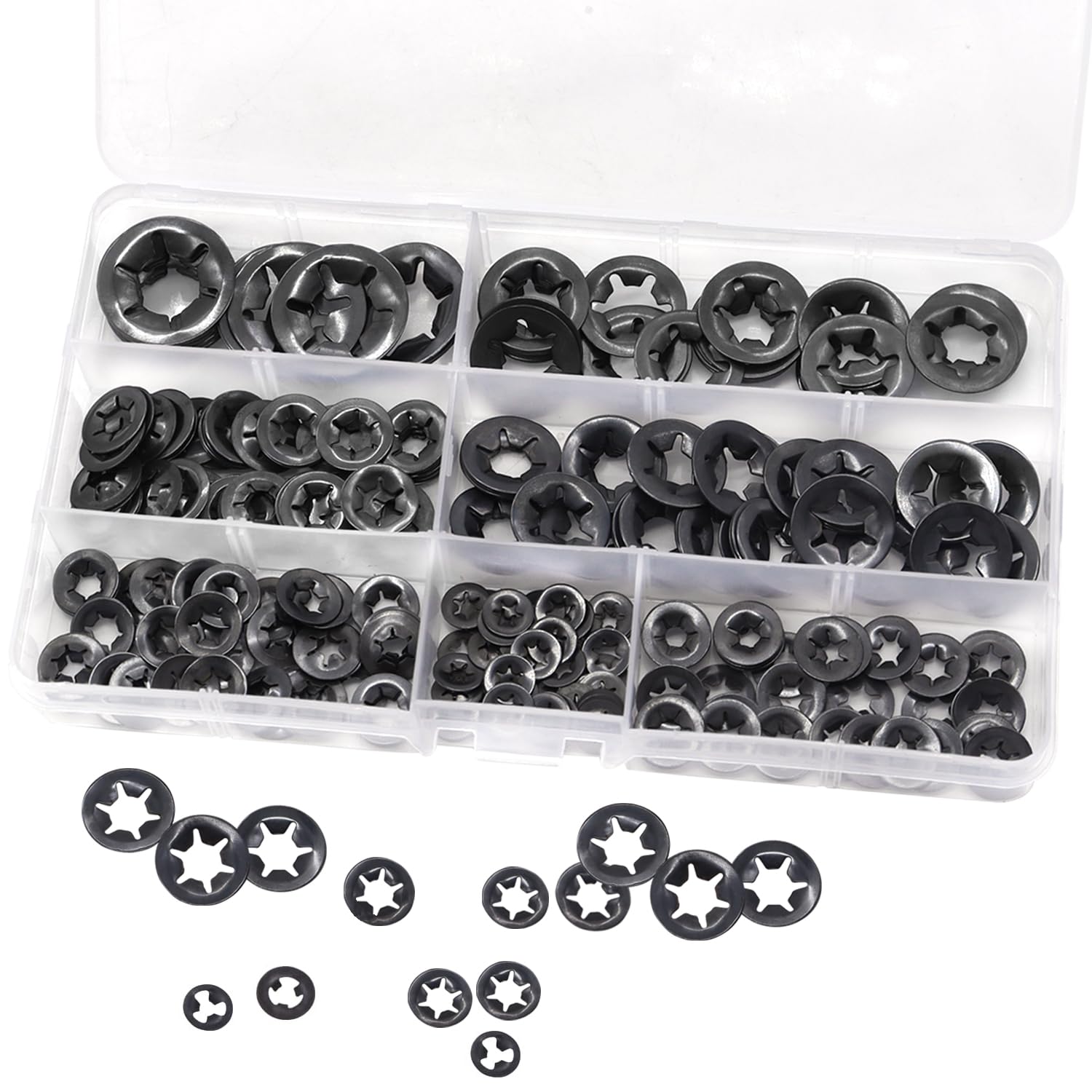 Snapklik.com : 290 PCS Internal Tooth Starlock Washers 7 Size Push On ...