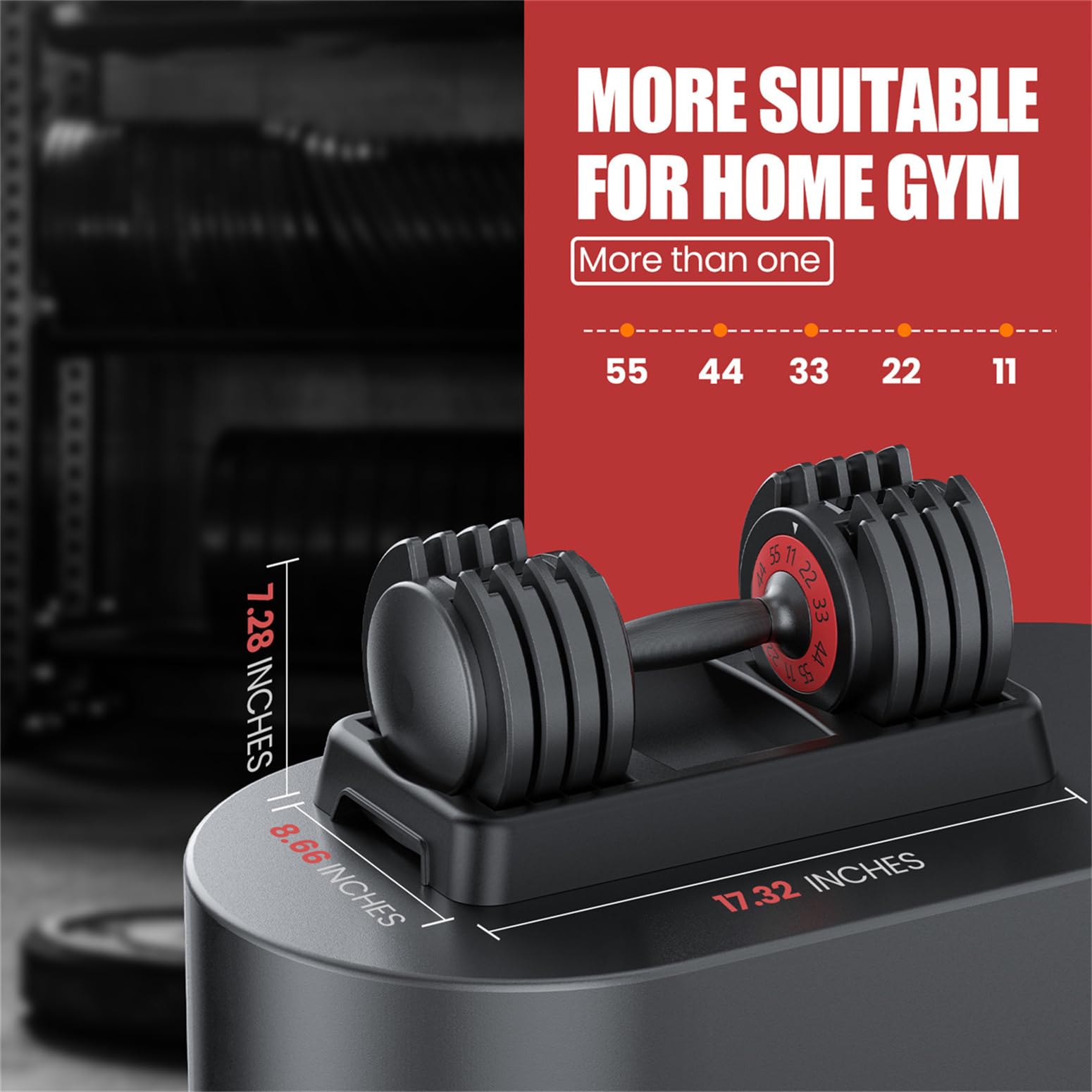 Adjustable Dumbbell 25/55LB Single Dumbbell 5 Weight Options Dumbbell ...