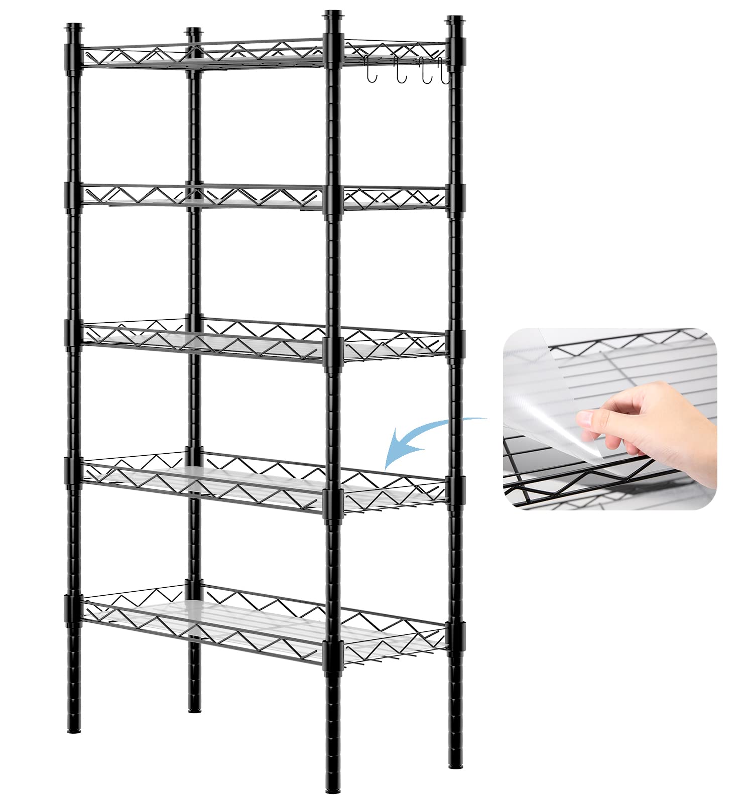 NJ FOREVER Wire Shelving, 5 Tier Shelving Unit, Adjustable Metal ...