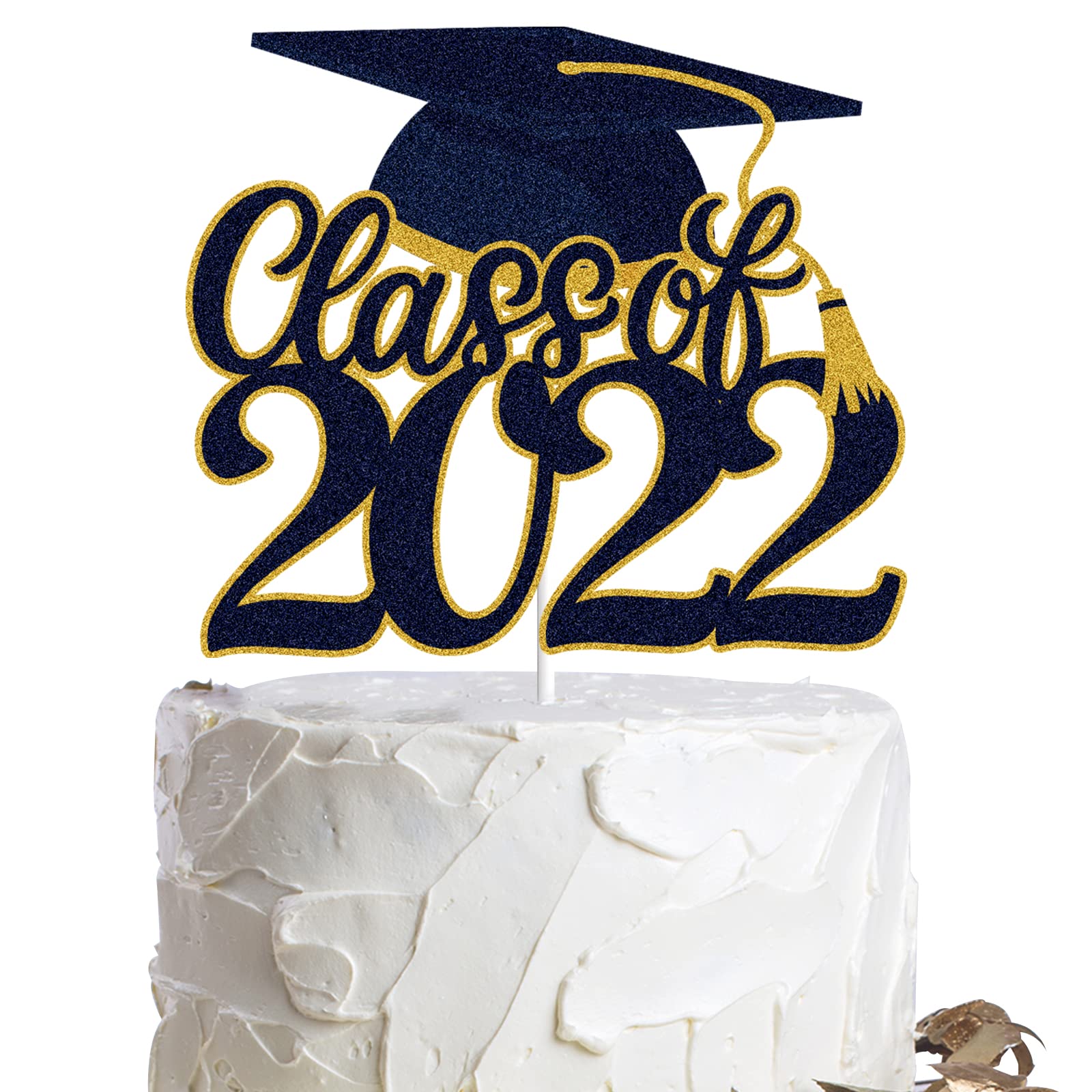 Buy Class of 2022 Graduation Cake Topper Black Gold Gold Glitter ...