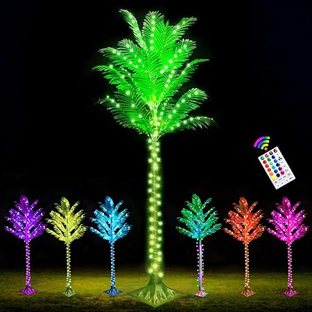 Amazon.com: 6FT LED Lighted Palm Trees Color Changing, Artificial Palm ...