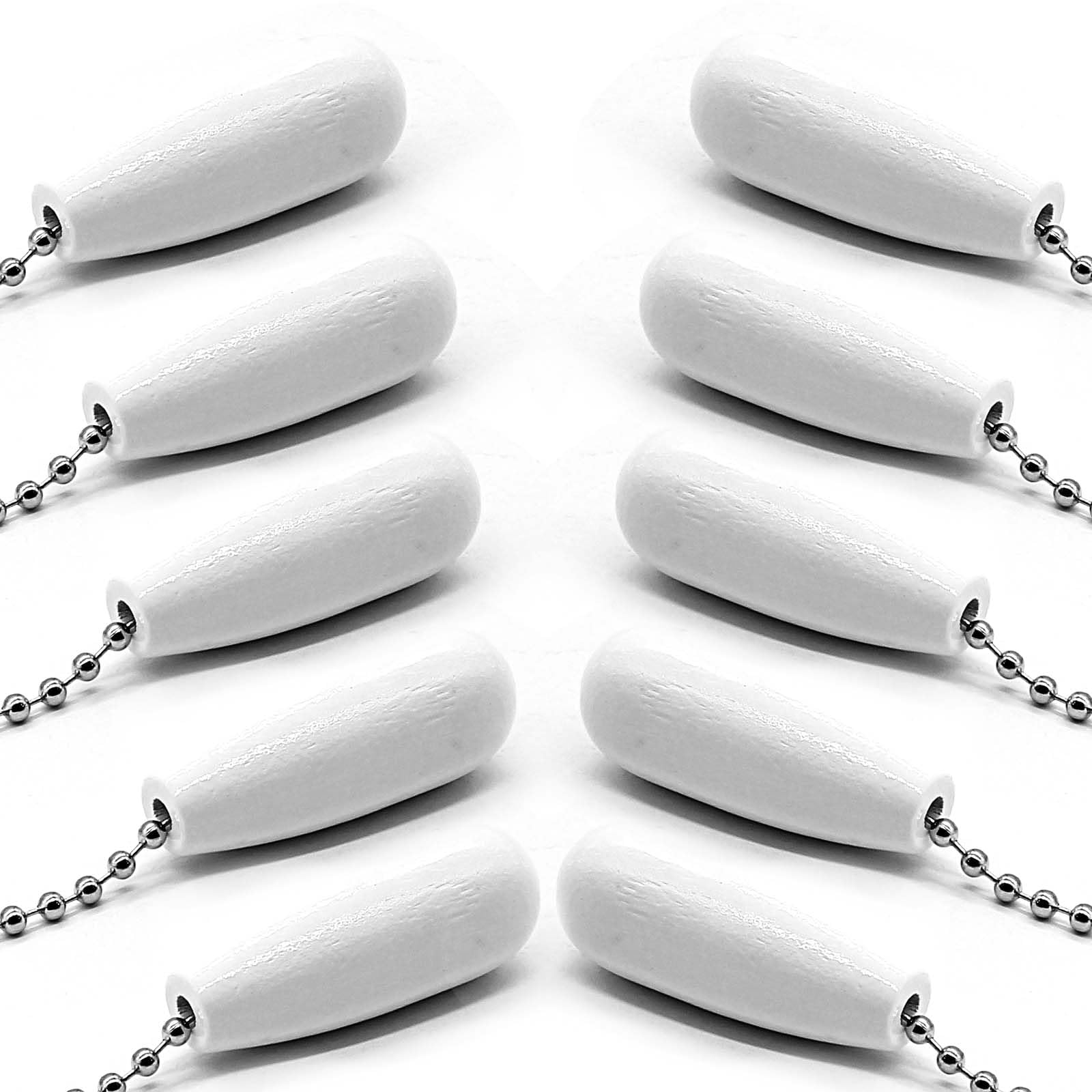 Waziaqoc 10Pcs White Ceiling Fan Pull Chain, Wooden Extender Decorative ...