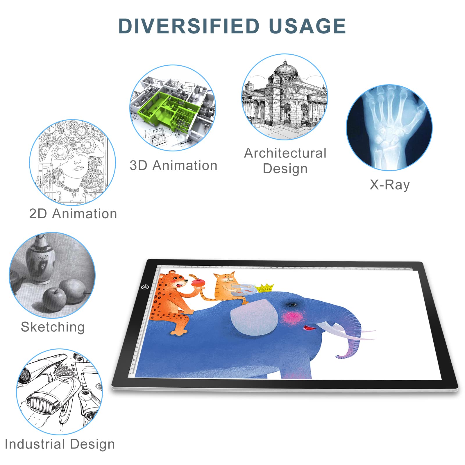 LED A3 Light Pad, Ultra-Thin Adjustable Light Tracing Box USB Powered ...