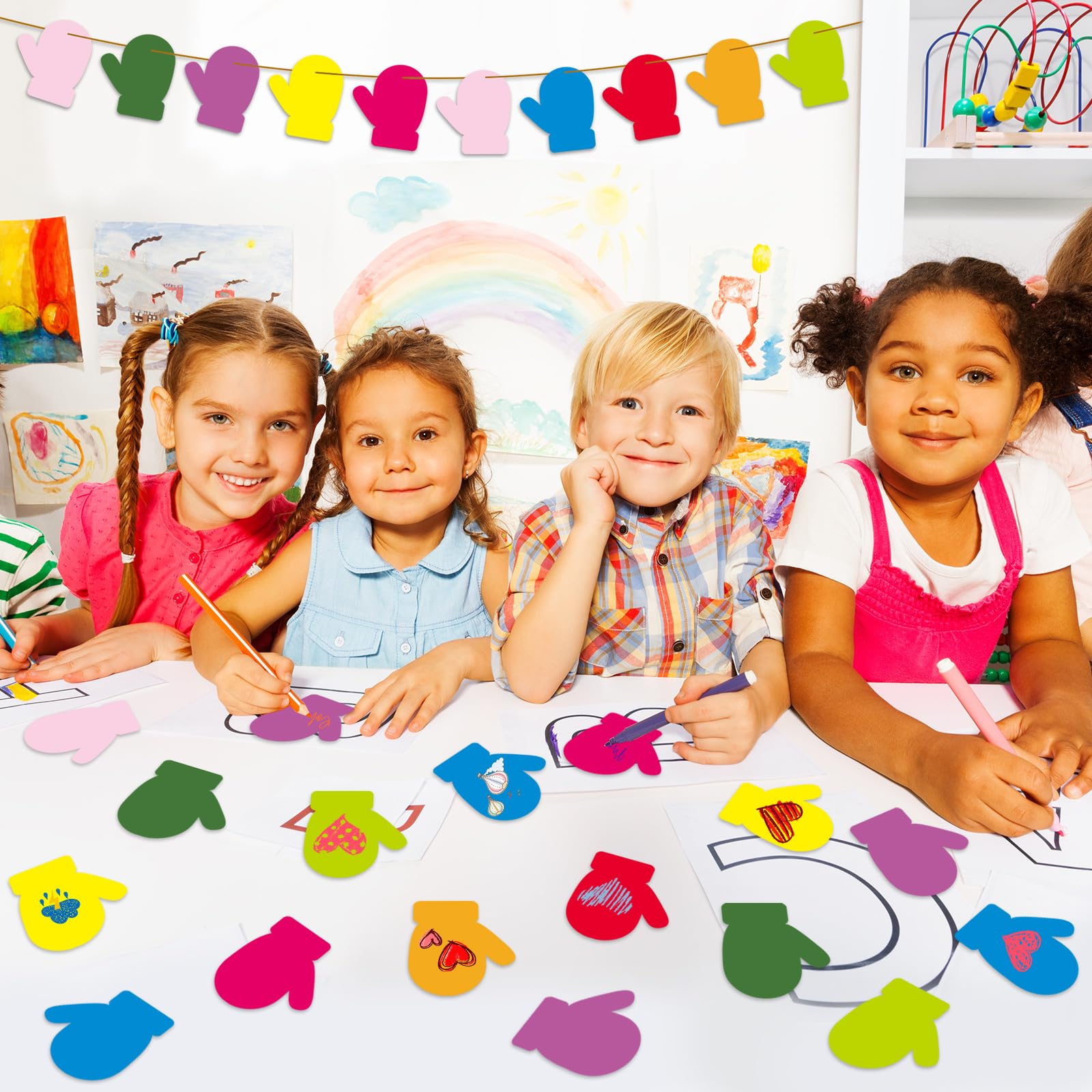 Snapklik.com : 108 Pcs Mitten Paper Cutouts Classroom Bulletin Board ...