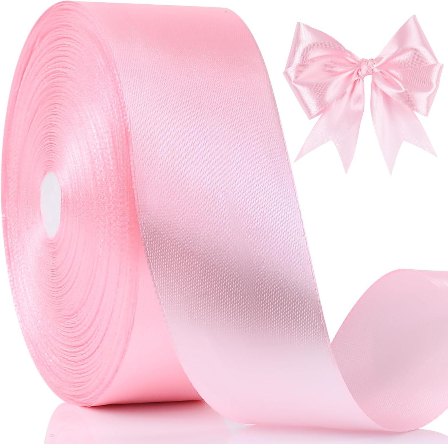 Amazon.com: CLUEWR 1-1/2 Inches 50 Yards Pink Satin Ribbon, Solid ...