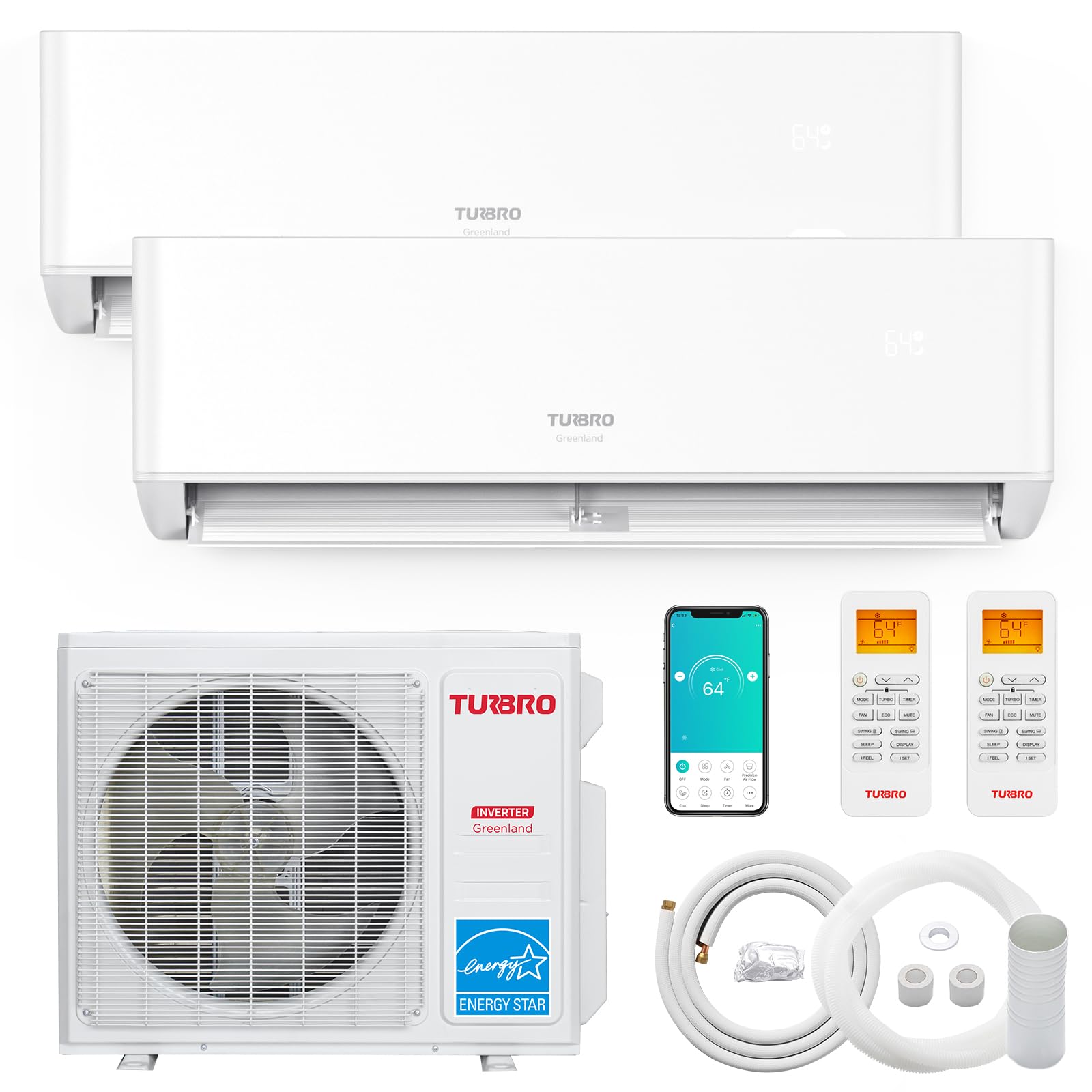Amazon.com: TURBRO 18,000 BTU Dual Zones Mini Split AC/Heating System ...