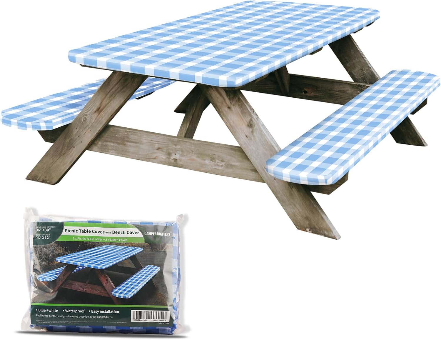 Amazon.com : CAMPER MATTERS Picnic Table Cover and Bench Covers, Fitted ...