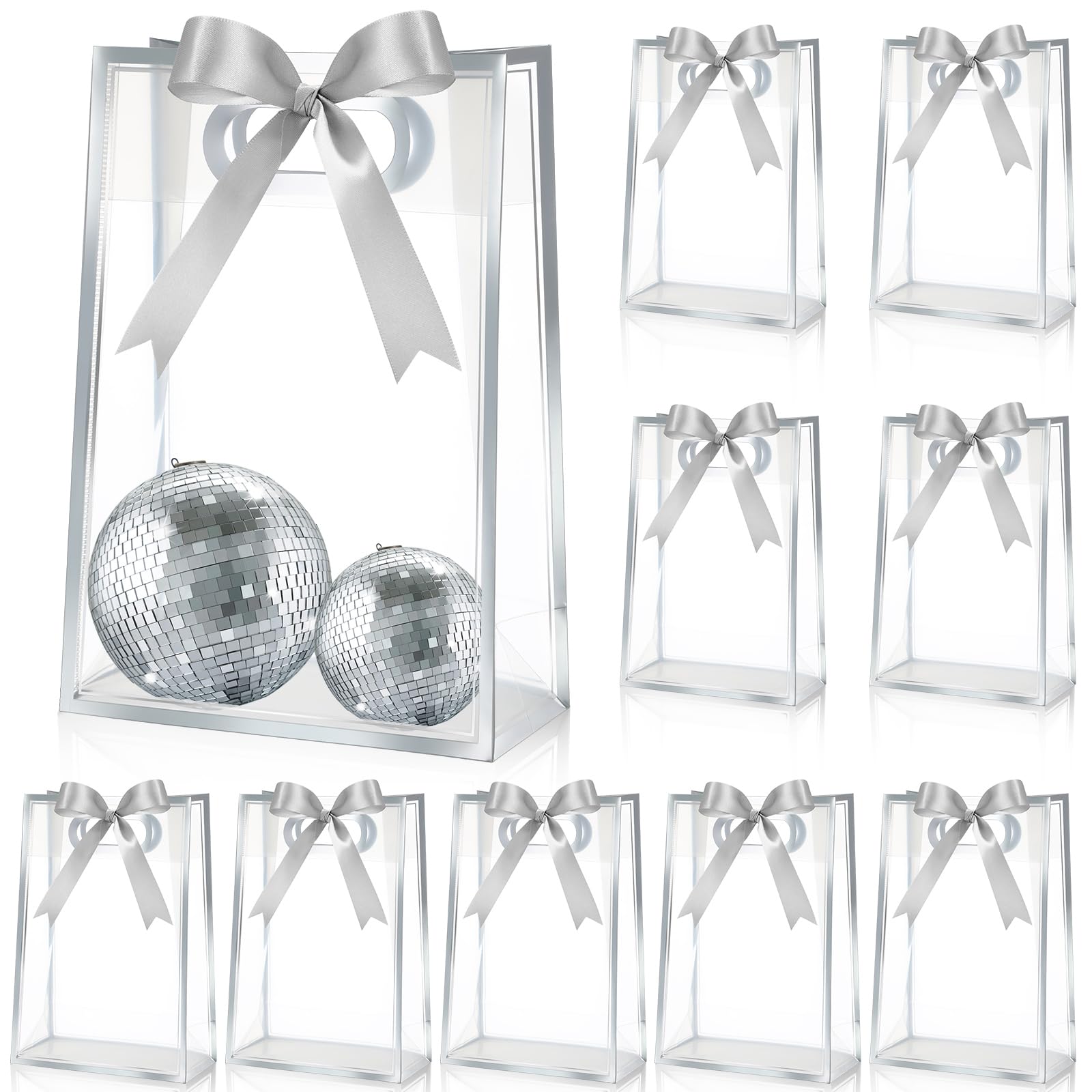 Amazon.com: Aliceset 12 Pcs Clear Plastic Gift Bag with Die Cut Handles ...