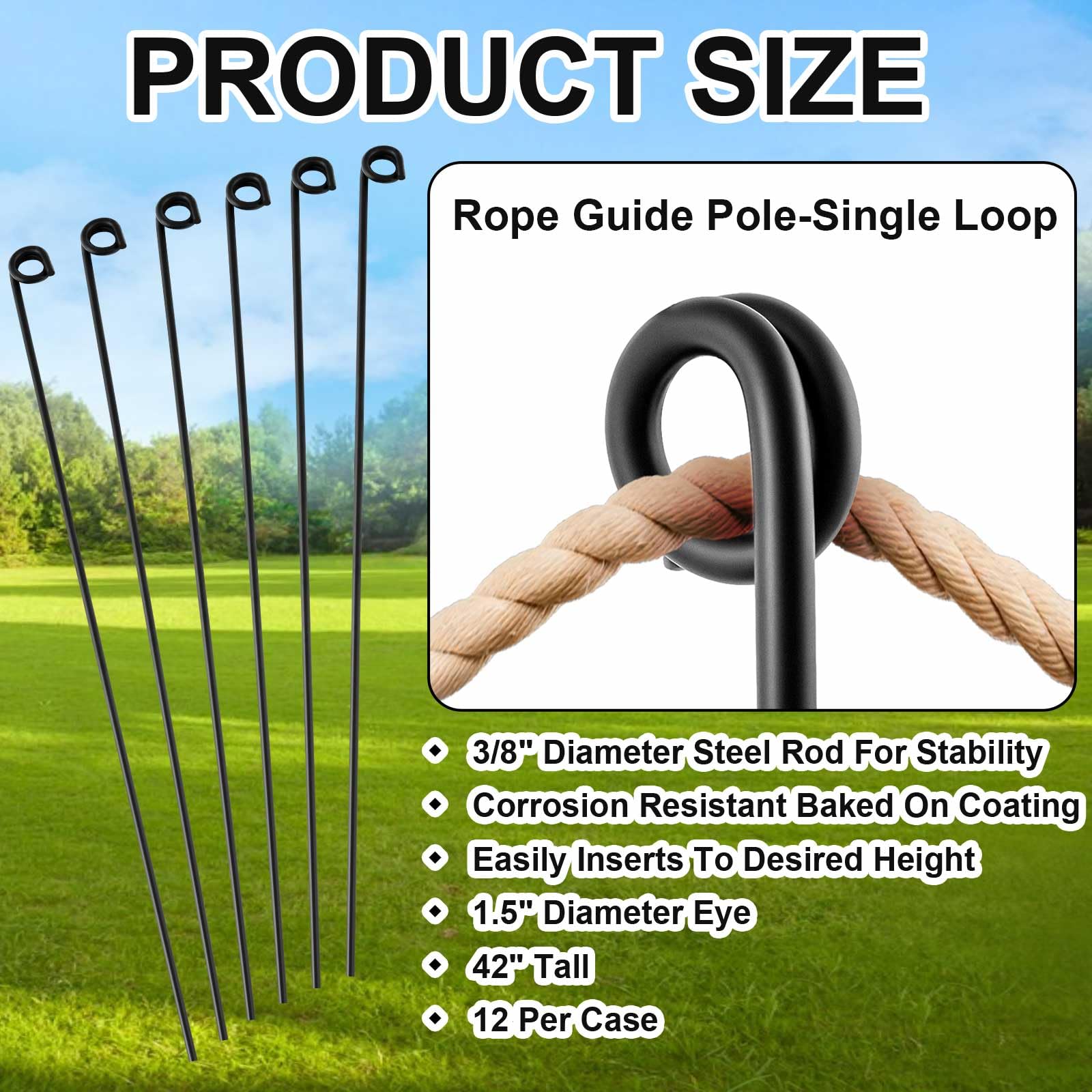 Snapklik.com : Ferraycle 8 Pcs 42 Inches/3.5 Ft Single Rope Poles Steel ...