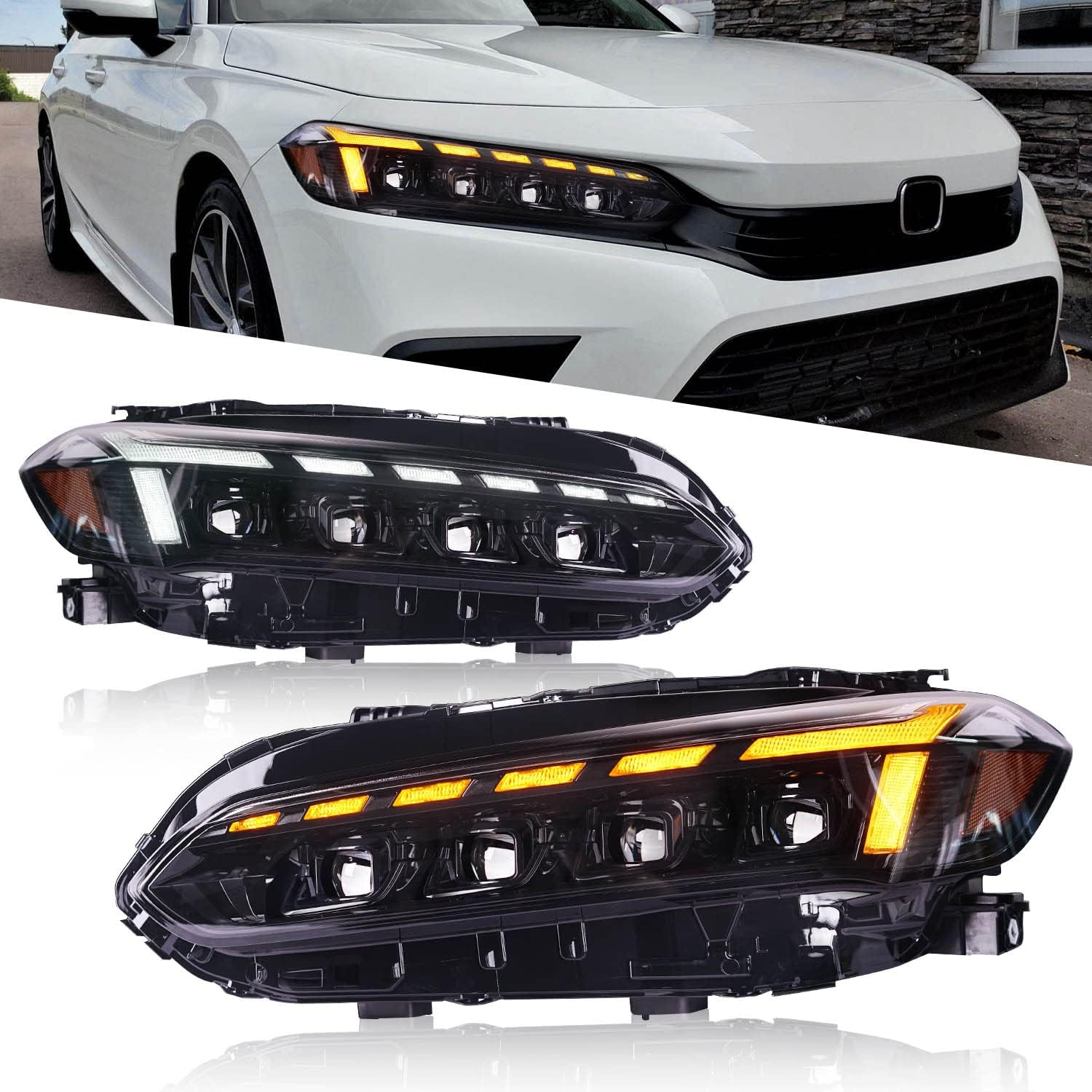Amazon.com: Archaic Headlights for 11th Gen Honda Civic 2022-2024 ...