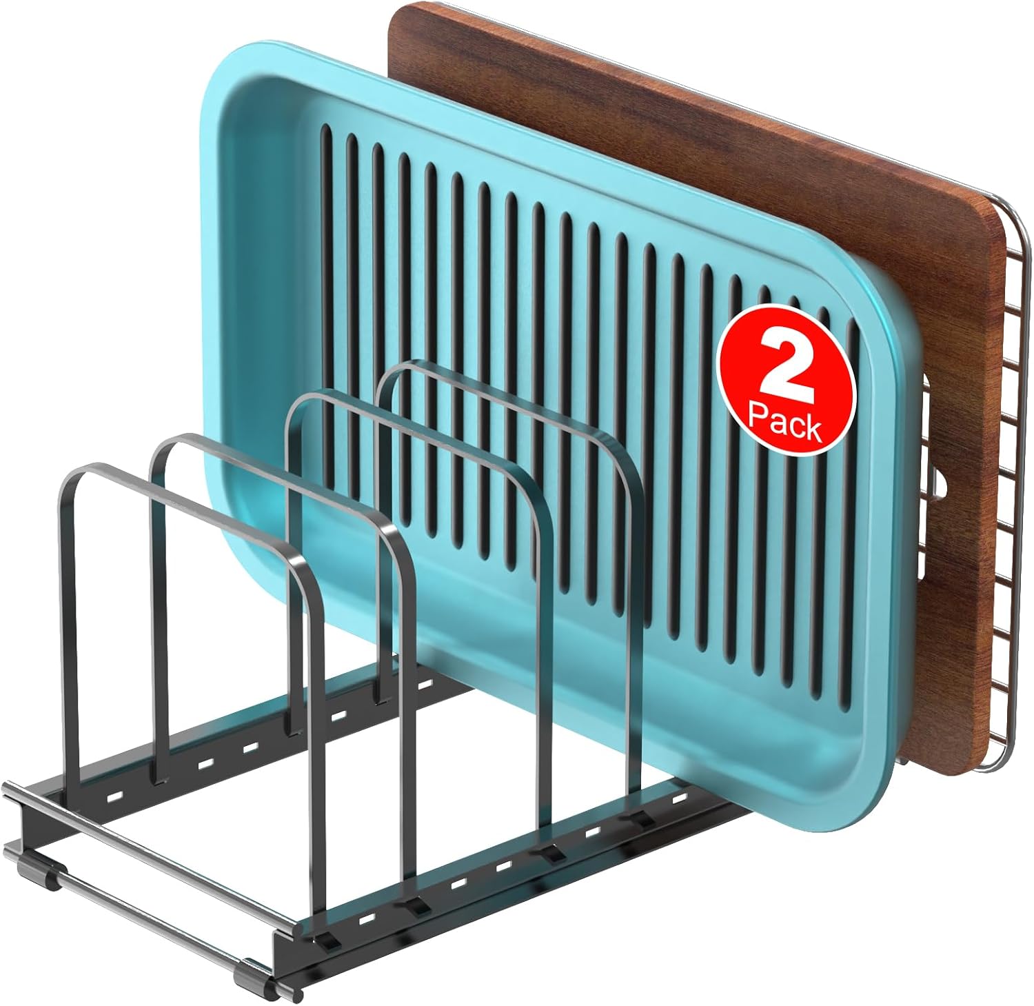 Amazon.com: TEAMOLA Adjustable Pan Organizer, 2-Pack Pot Lids Holders ...