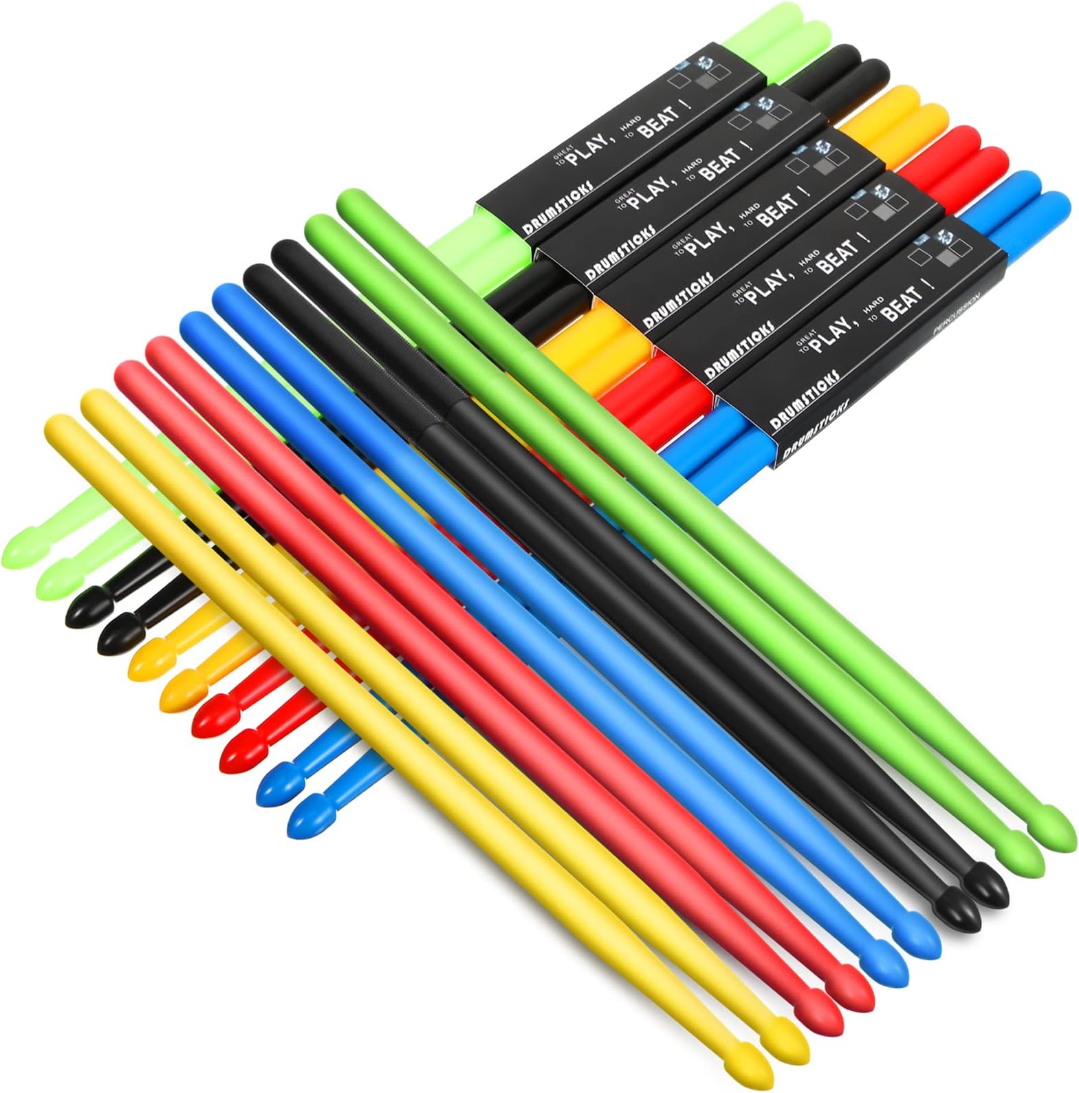 Amazon.com: Youyole 20 Pairs 5A Drum Sticks Nylon Light Drumsticks Non ...