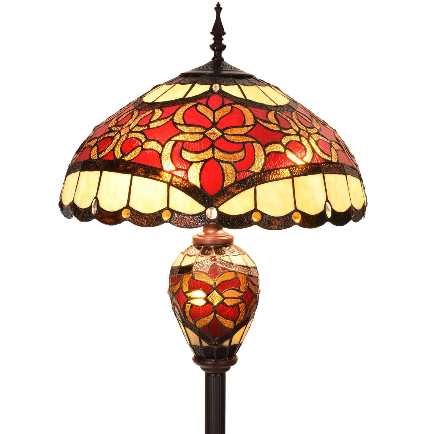 Bieye L10867 Baroque Tiffany Style Stained Glass Double Lit Floor Lamp ...