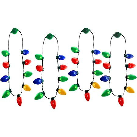 Amazon.com: 7 Pack Christmas LED Light Up Bulb Necklaces New Year Eve ...