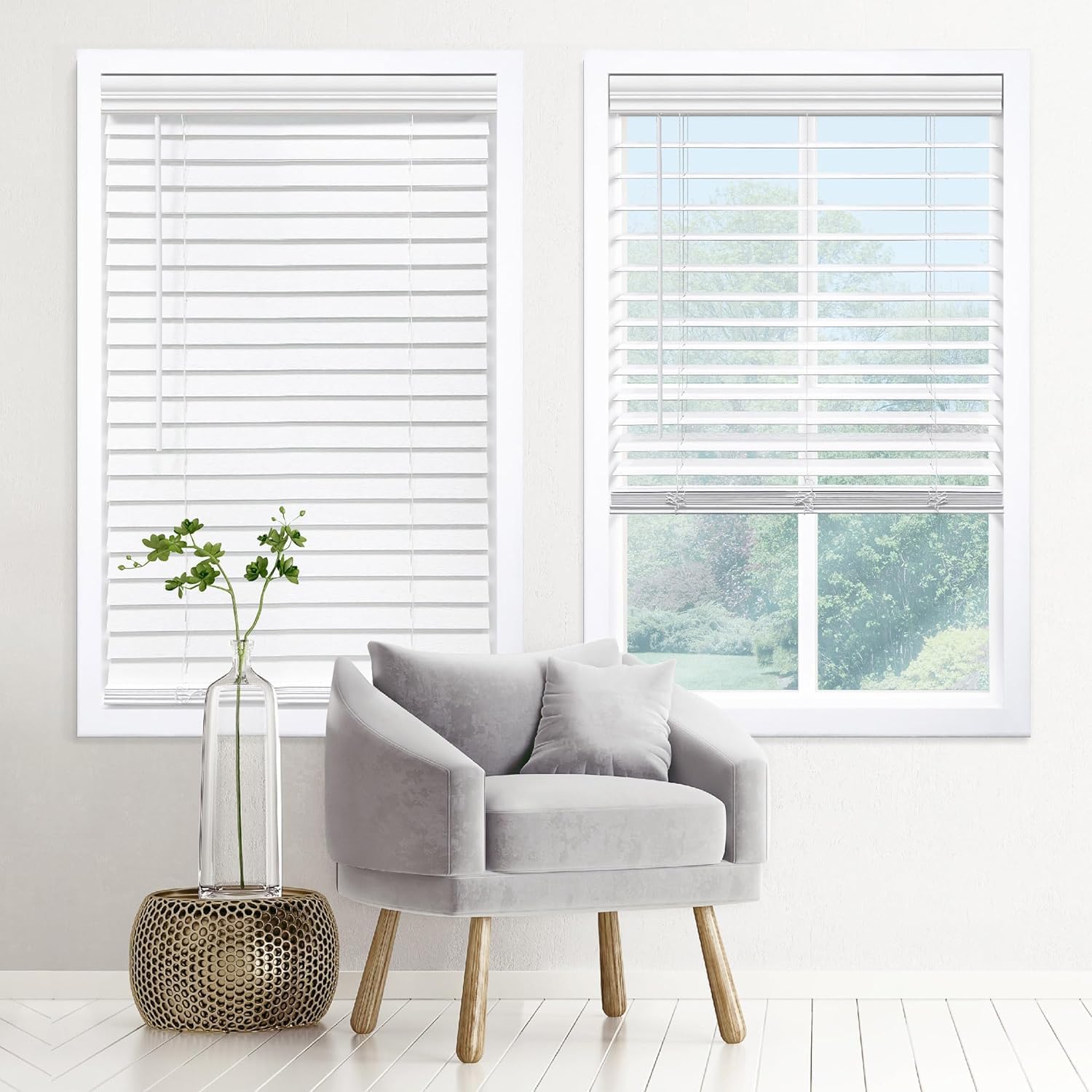 DEZ FURNISHINGS Cordless 2 Signature Faux Wood Blind 32 75 W X 60 H