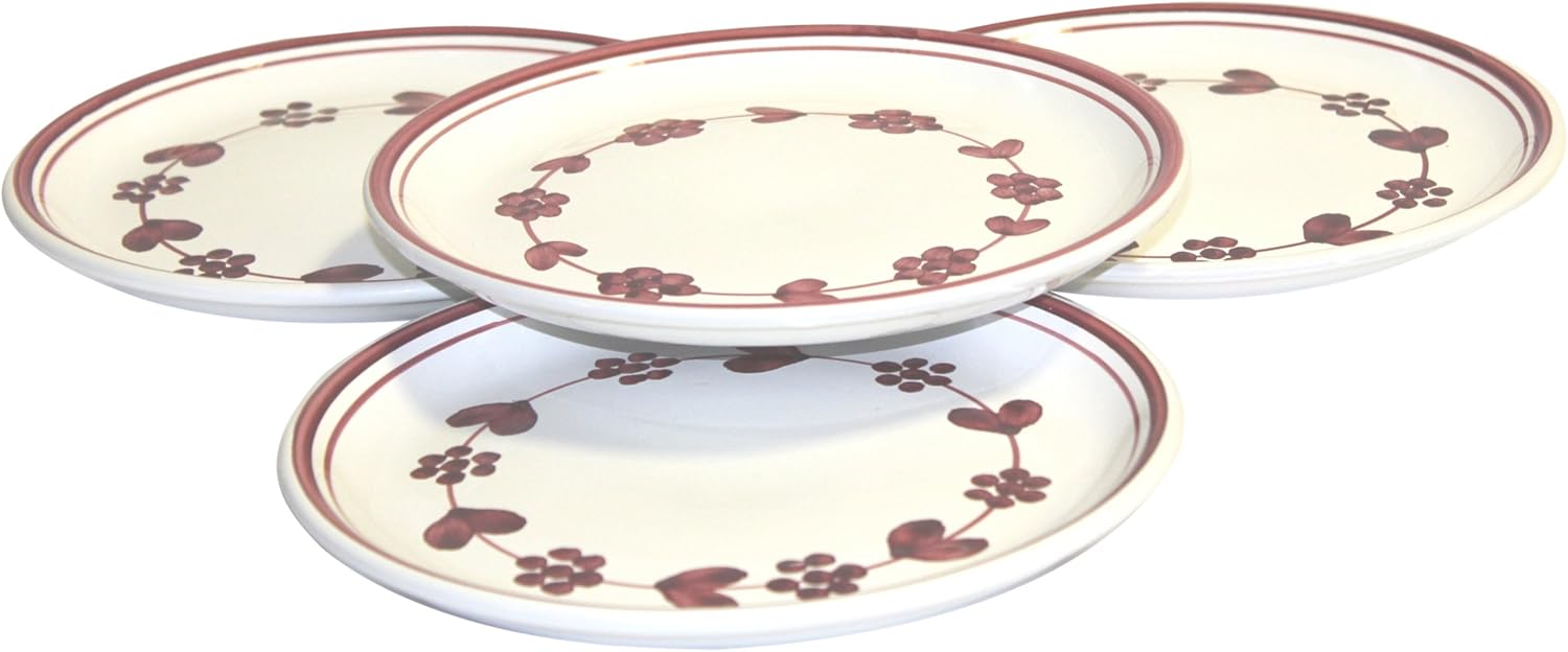 Amazon.com | Caleca Pervinca Bordeaux 4-Piece Salad Plate Set: Salad Plates