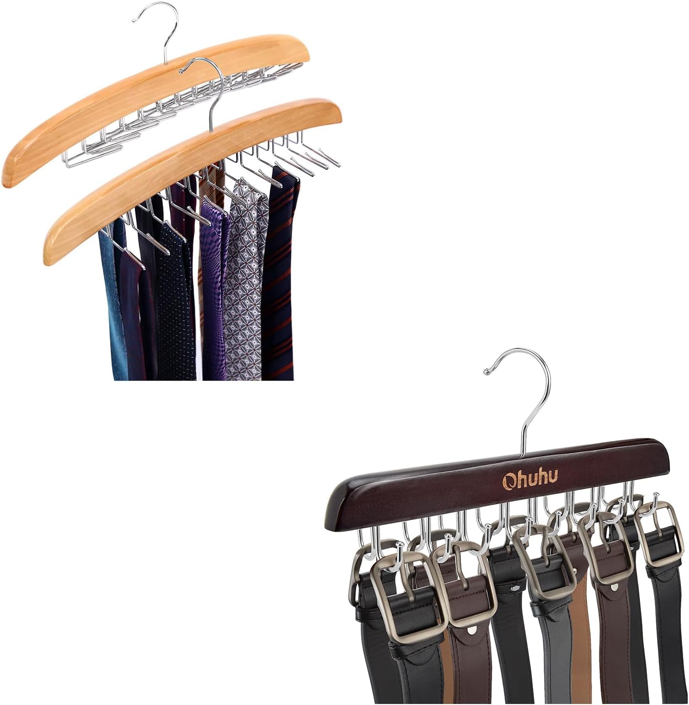 Amazon.com: Tie Rack Hanger for Closet, Ohuhu Wooden Tie Organizer 360 ...