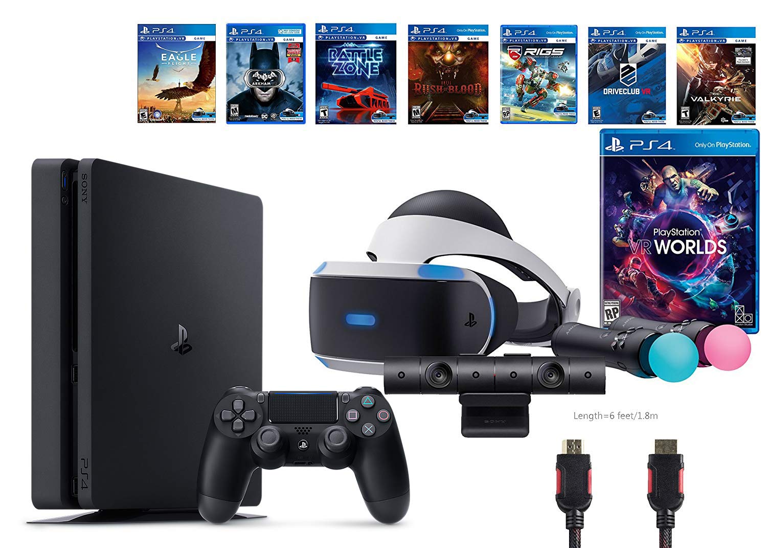 Amazon.com: PlayStation VR Launch Bundle 9 Items:VR Launch Bundle,PlayStation 4,7VR Game Disc ...