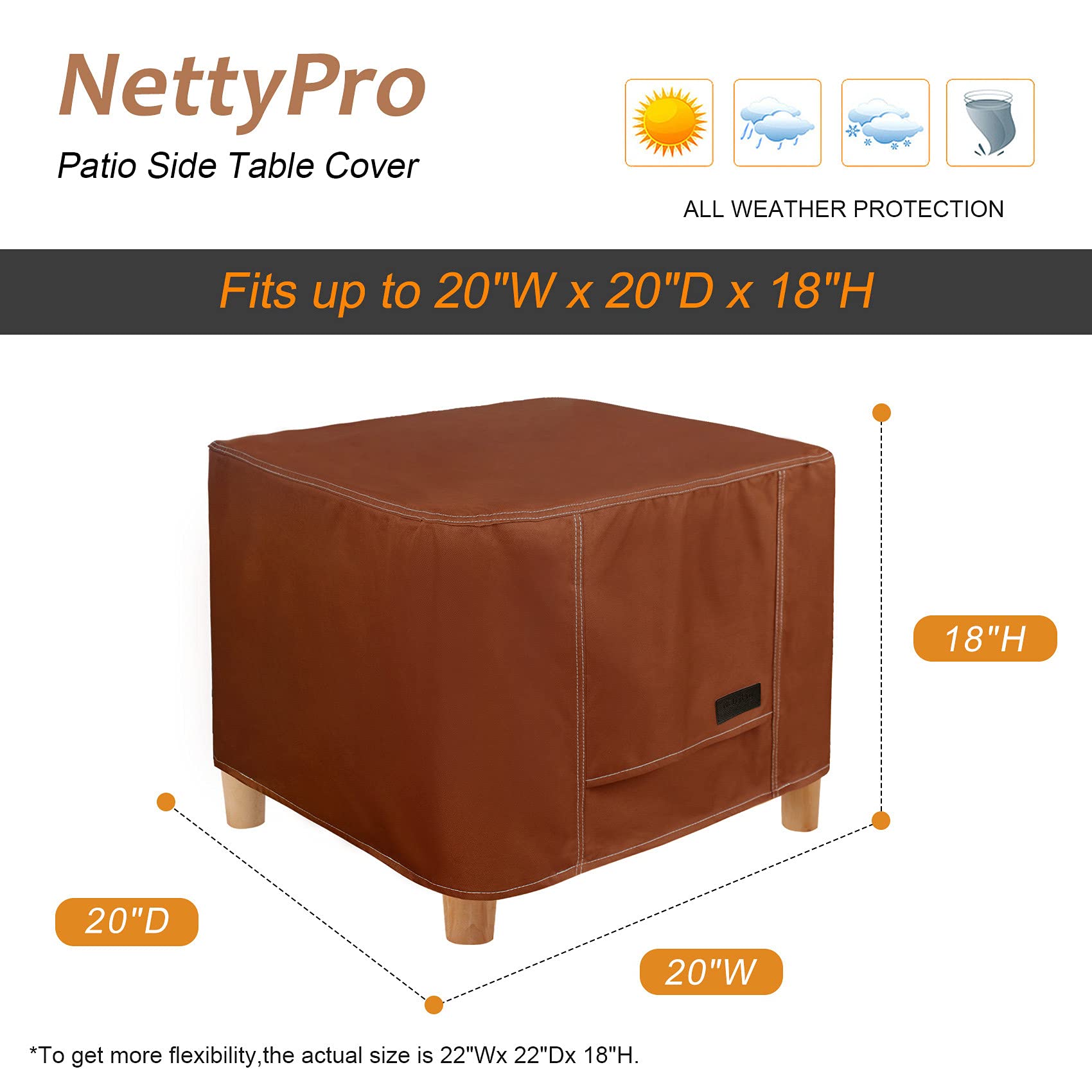 Snapklik.com : Outdoor Patio Side Table Cover 20 X 20 Inch Waterproof ...