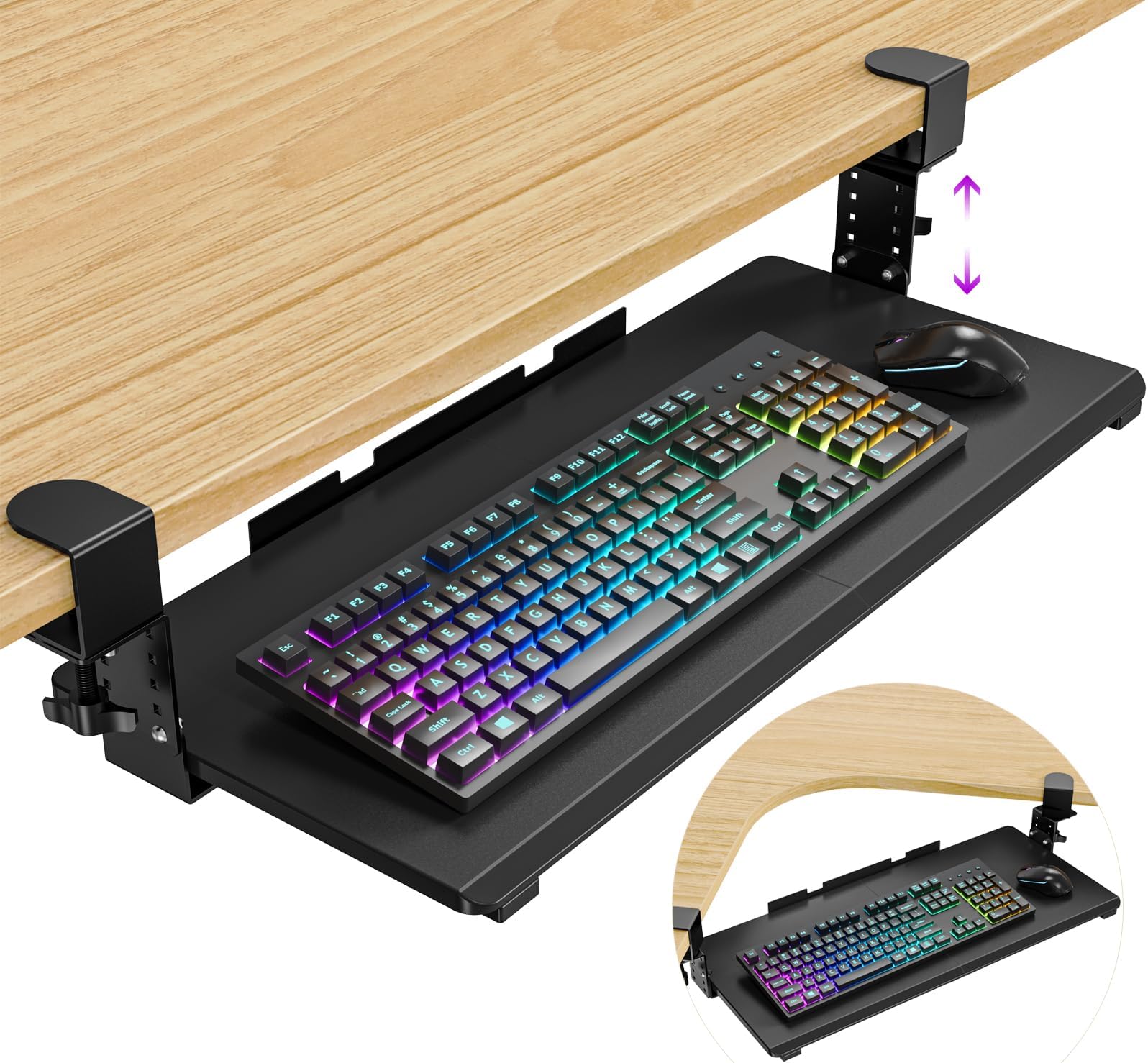 Amazon.com : Snughome Height Adjustable Keyboard Tray Under Desk, Pull ...