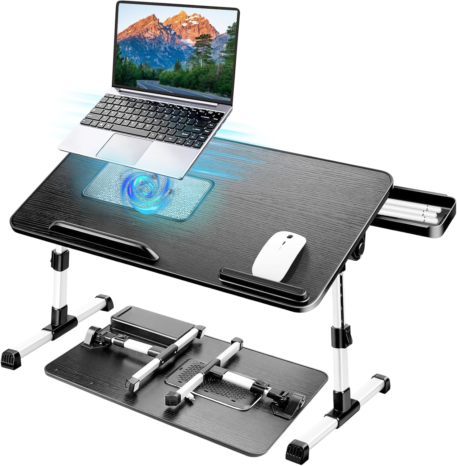 REASOR Laptop Desk for Bed, Adjustable Height and Angle, Built-in ...